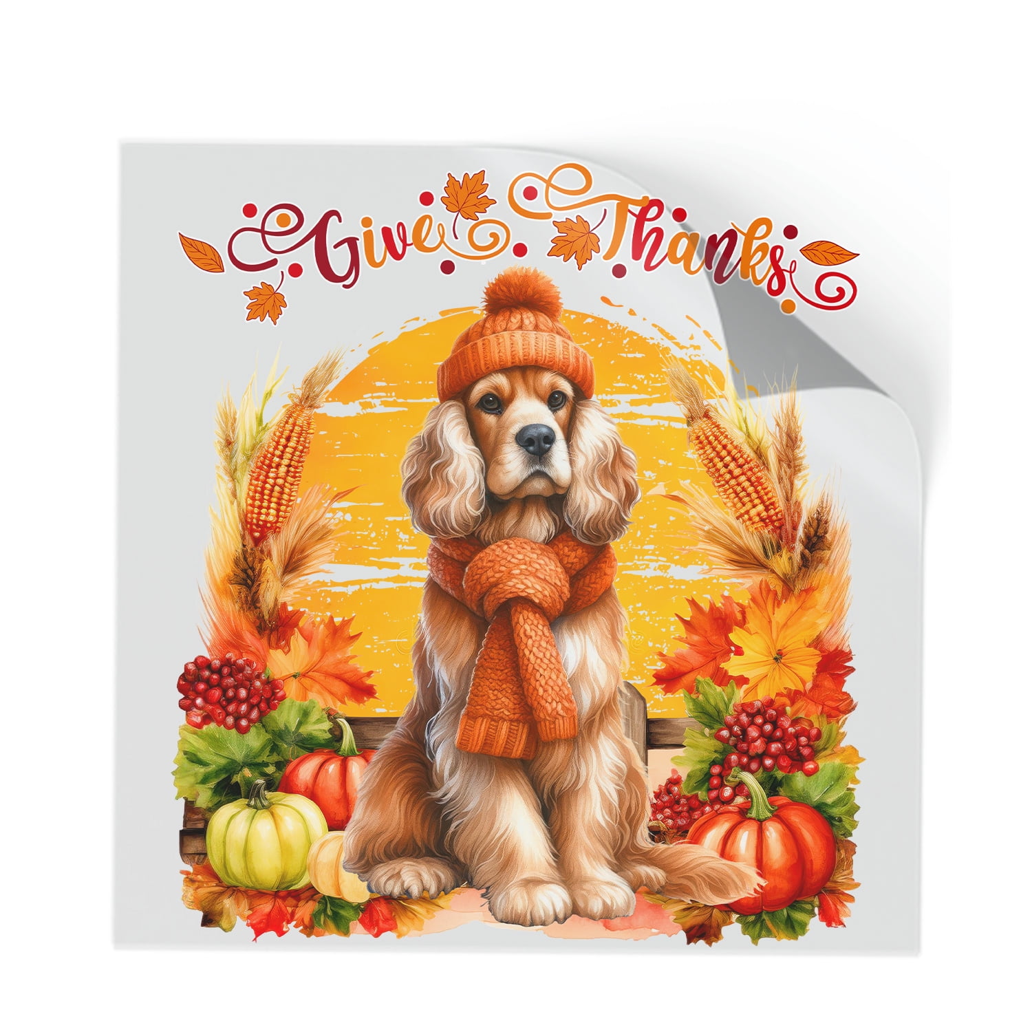 Happy Thanksgiving Cocker Spaniel Give Thanks Fall Beanie Scarf Welcome ...