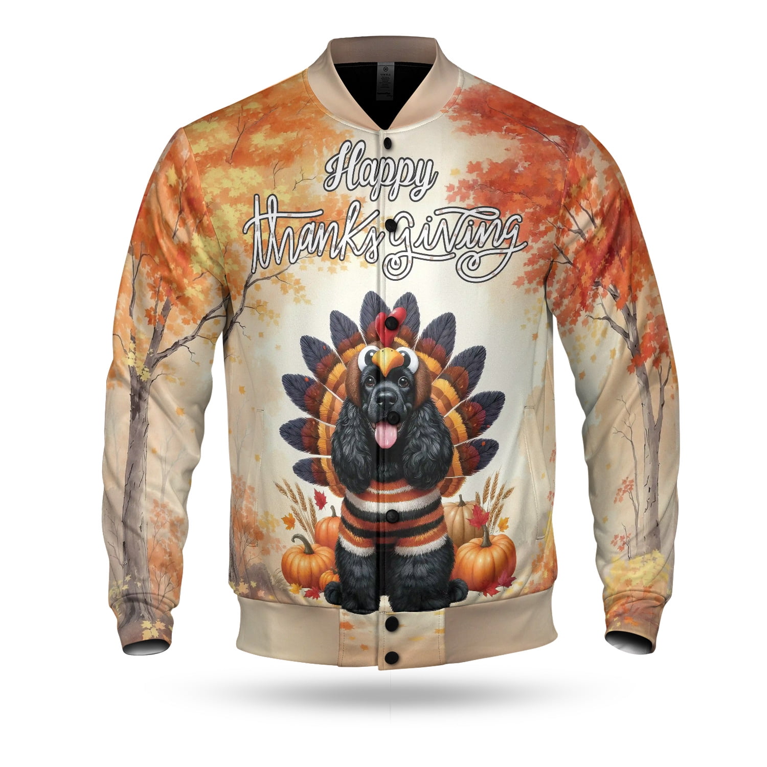 Happy Thanksgiving Cocker Spaniel Turkey Costume Pumpkins Autumn Leaves ...