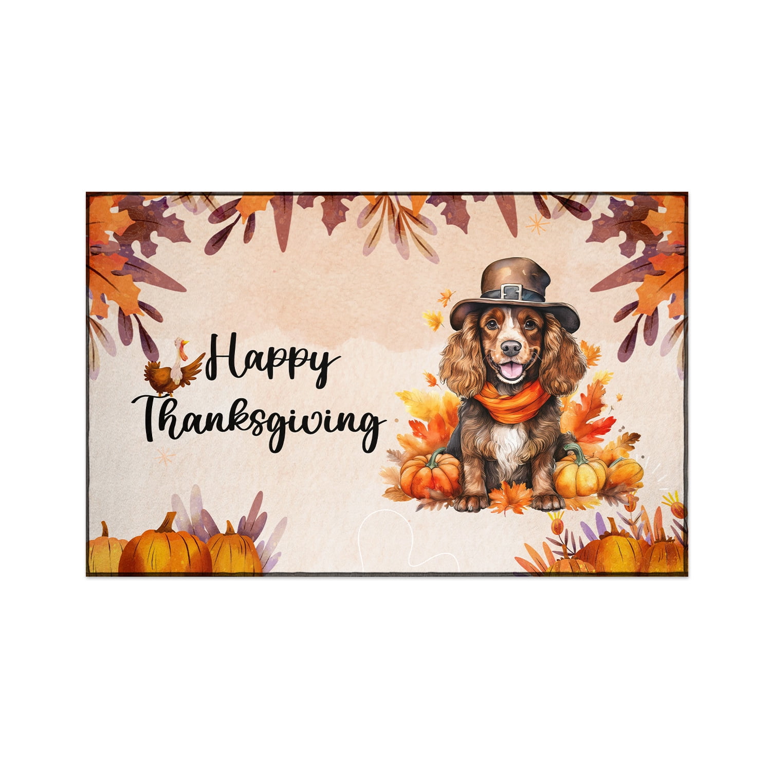 Happy Thanksgiving Cocker Spaniel Welcome Thankful Fall Autumn Pumpkin ...