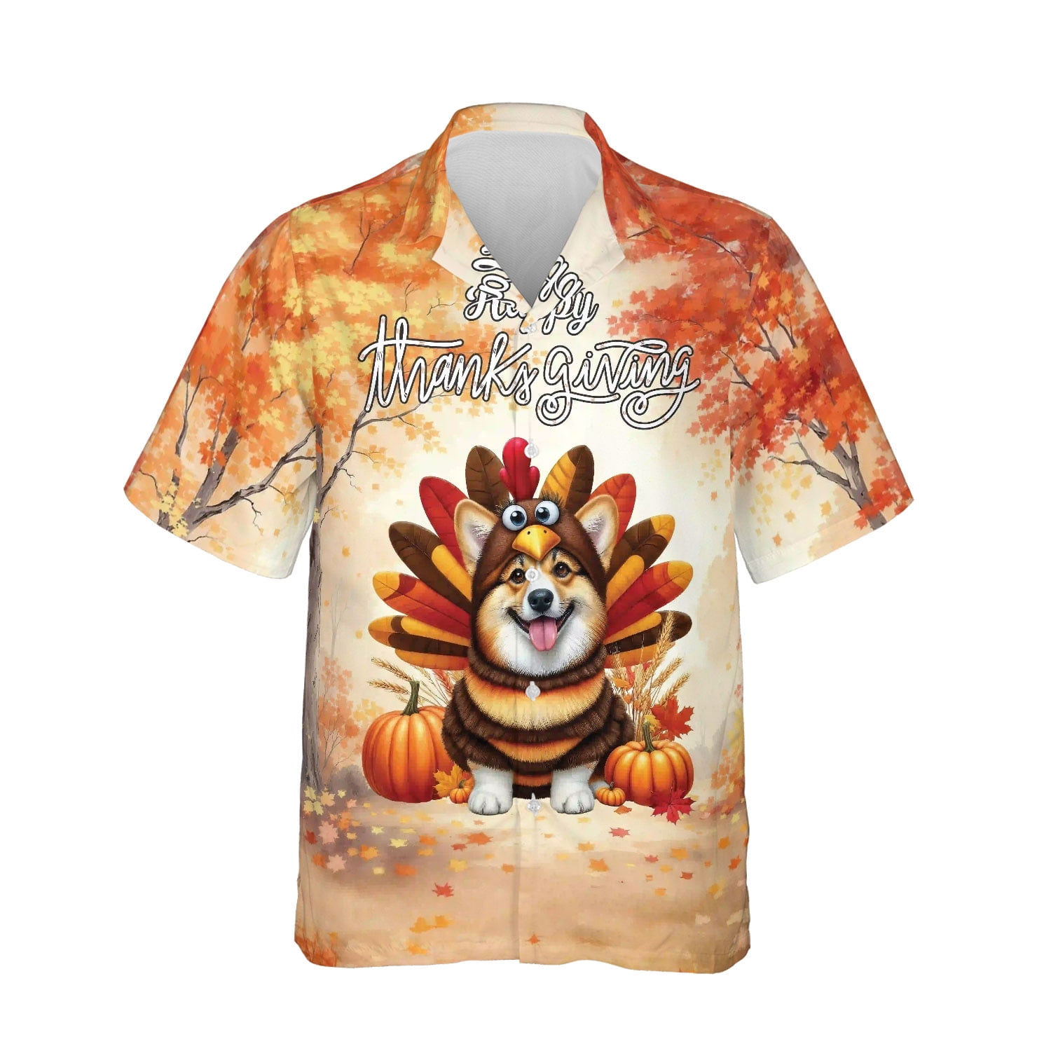 Happy Thanksgiving Corgi Turkey Costume Pumpkins Autumn Leaves Hawaiian ...