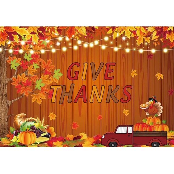 Happy Thanksgiving Day Backdrop Pumpkin Harvest Turkey Fall Flower ...
