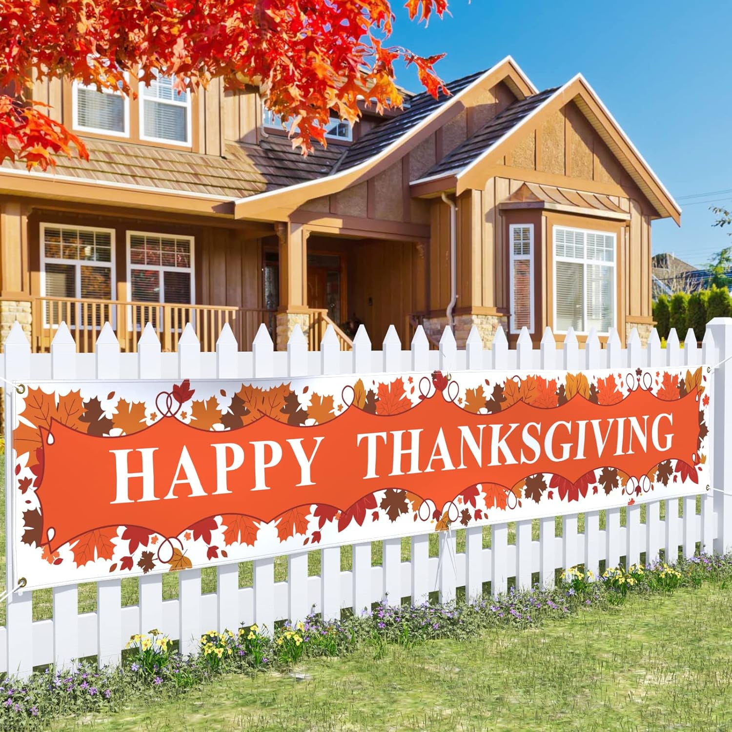 Happy Thanksgiving Decorations Banner Outdoor Yard Signs 18 X 98 inch ...