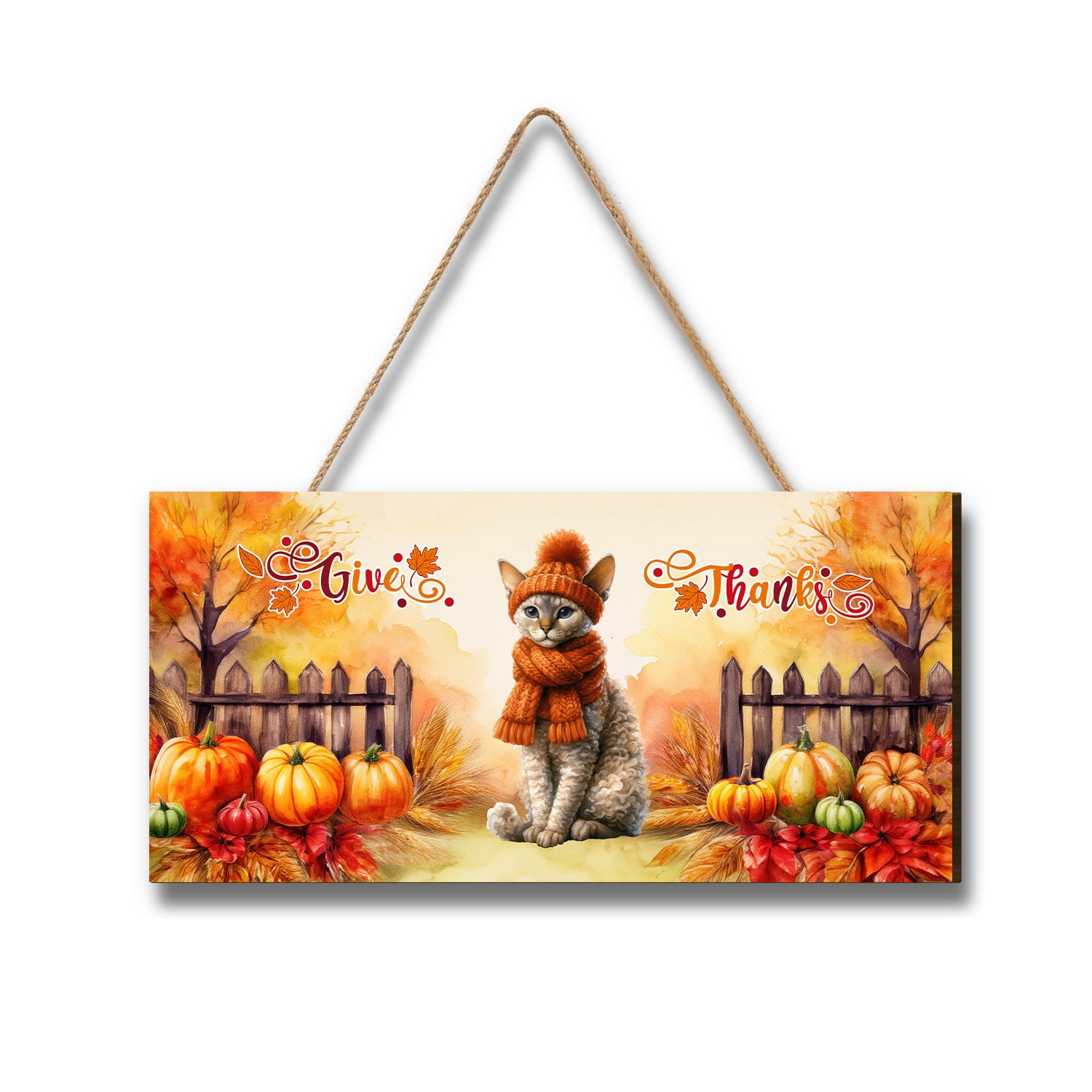 Happy Thanksgiving Devon Rex Give Thanks Fall Beanie Scarf Welcome ...