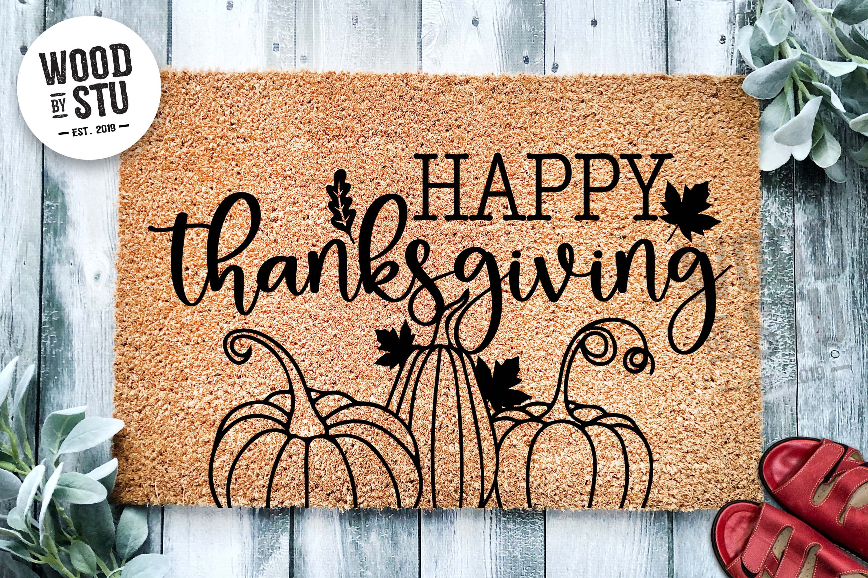 Happy Thanksgiving Door Mat | Pumpkin Fall Doormat | Welcome Mat | Fall ...