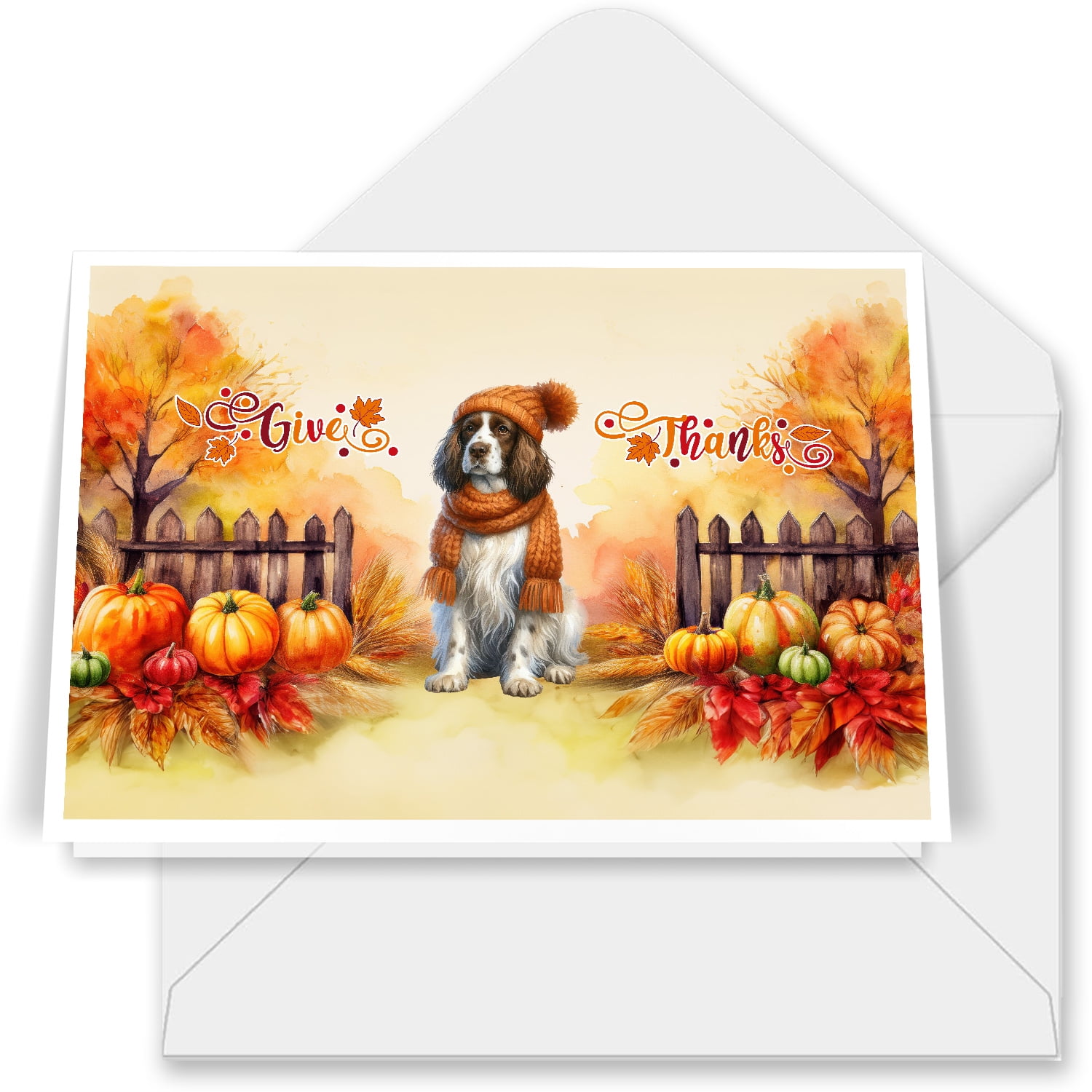 Happy Thanksgiving English Springer Spaniel Give Thanks Fall Beanie ...