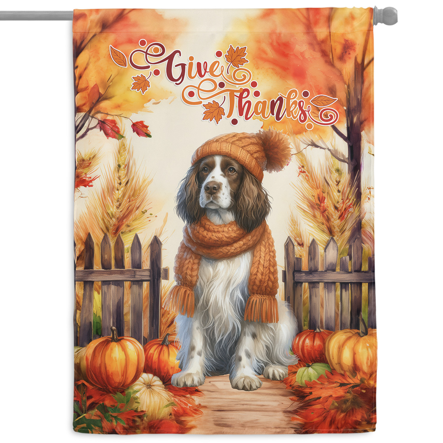 Happy Thanksgiving English Springer Spaniel Give Thanks Fall Beanie ...