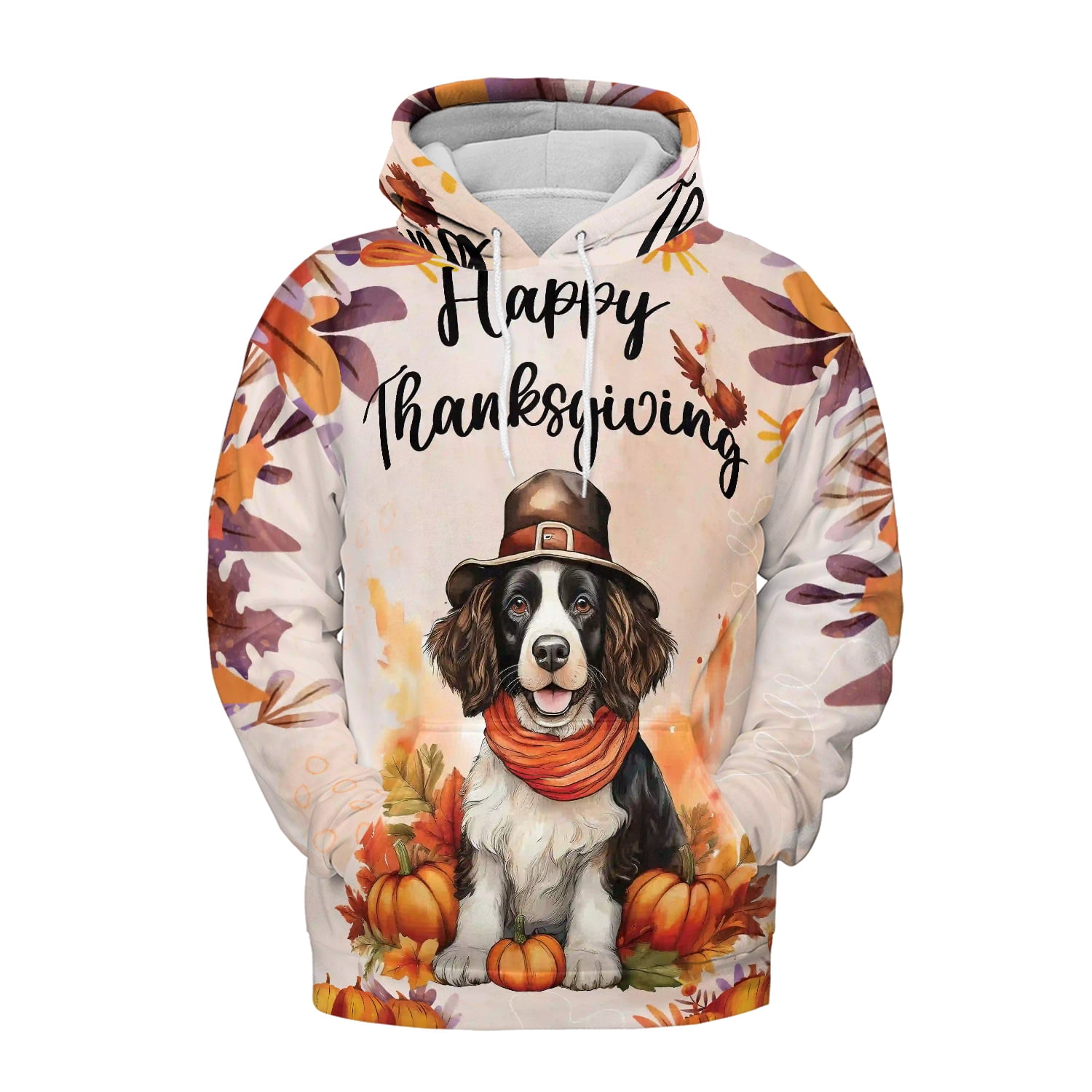 Happy Thanksgiving English Springer Spaniel Welcome Thankful Fall Autumn Pumpkin All Over Print ...
