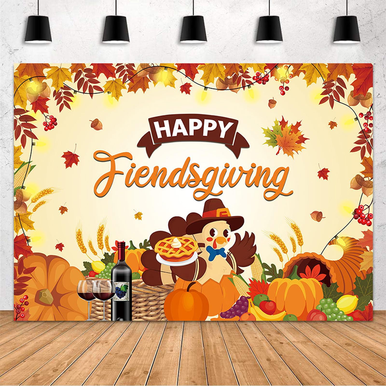 Happy Thanksgiving Extra Large Banner Backdrop with Pumpkin Maple Leaf ...