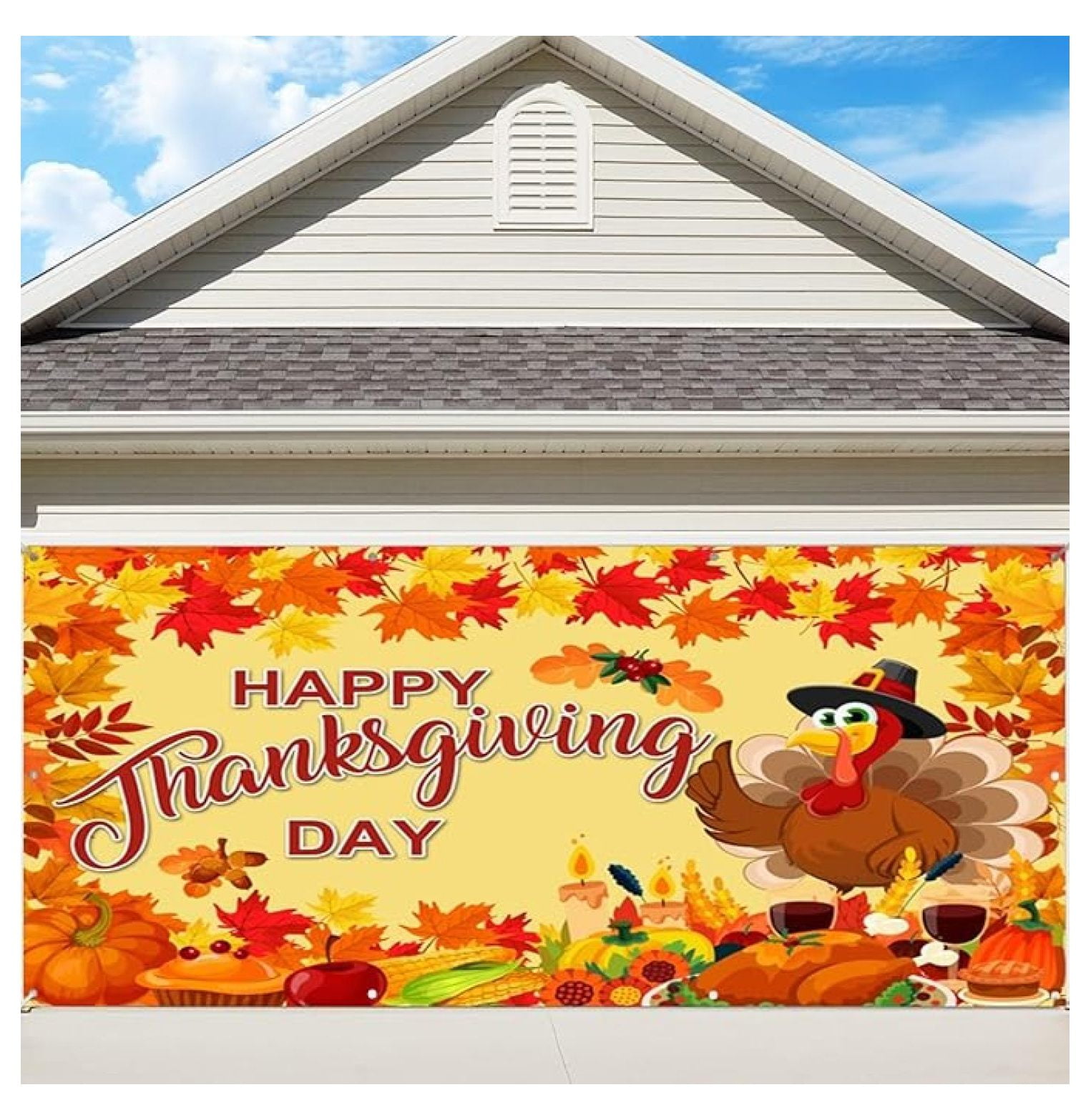 Happy Thanksgiving Garage Door Banner Fall Garage Door Cover Hanging ...