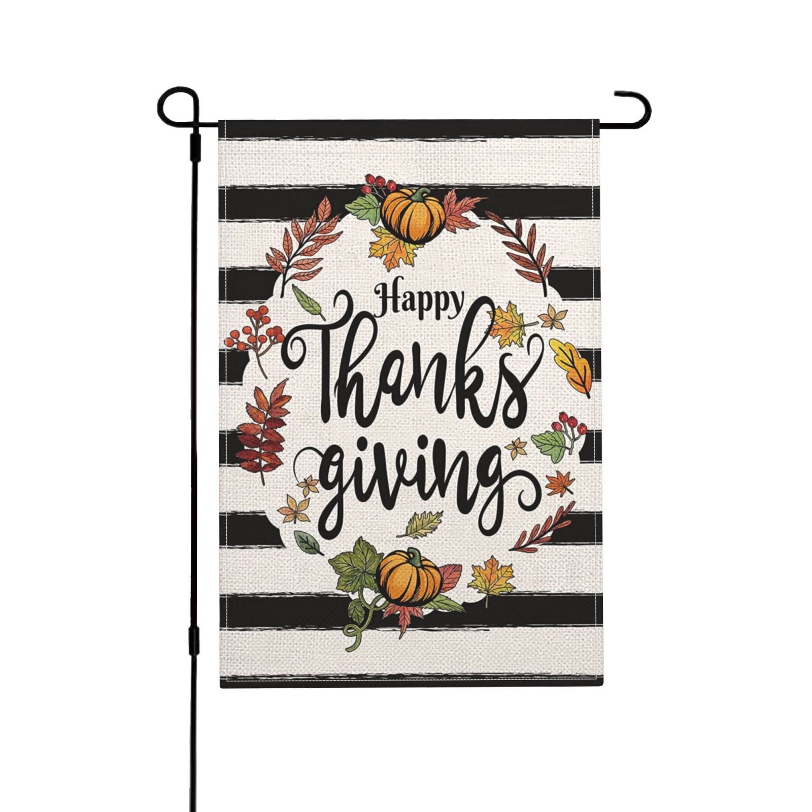 Happy Thanksgiving Garden Flag, 12 x 18 Inch Fall Yard Flag Black and ...