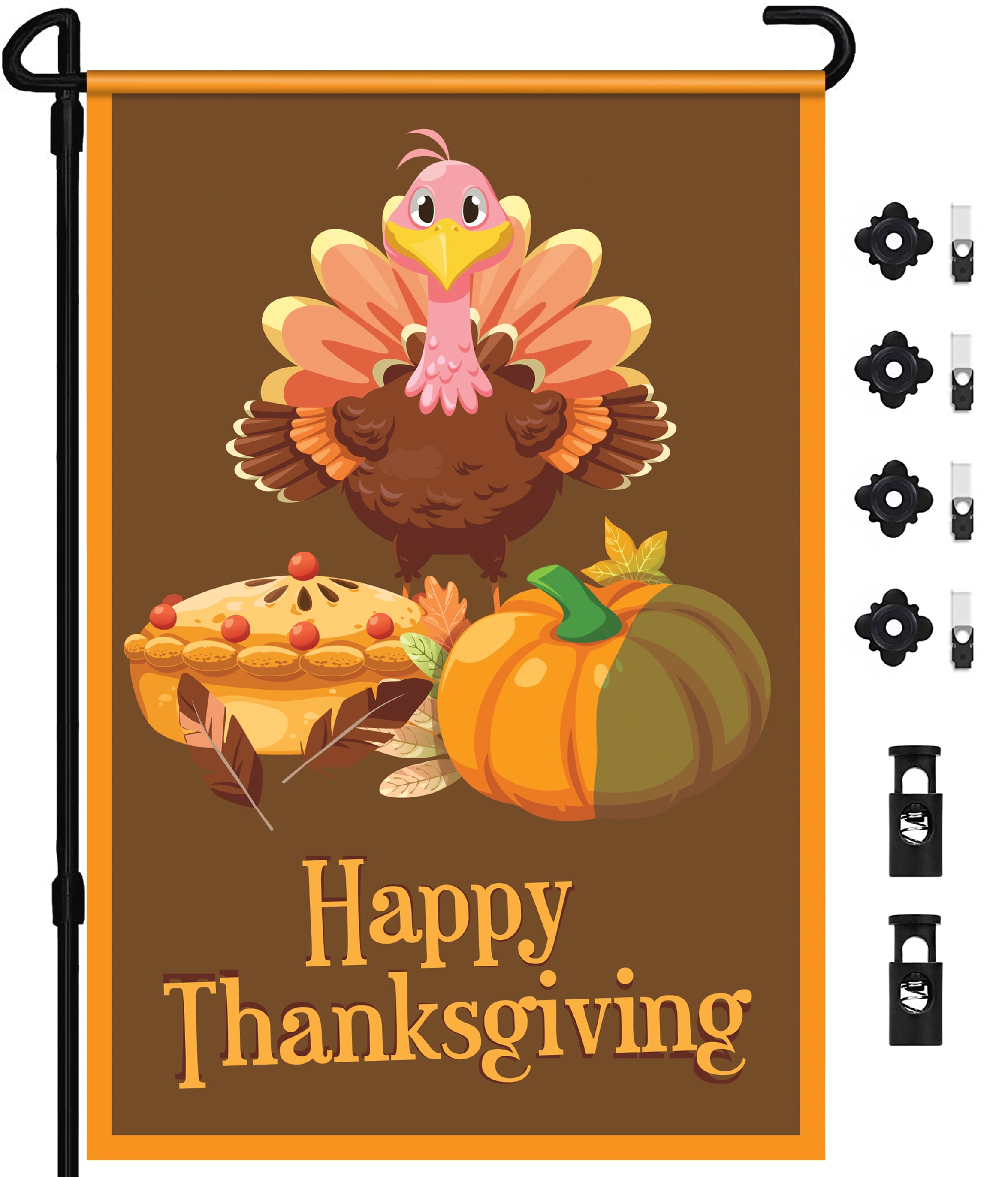 Happy Thanksgiving Garden Flag, Bonus Flag Pole & Clip Included ...