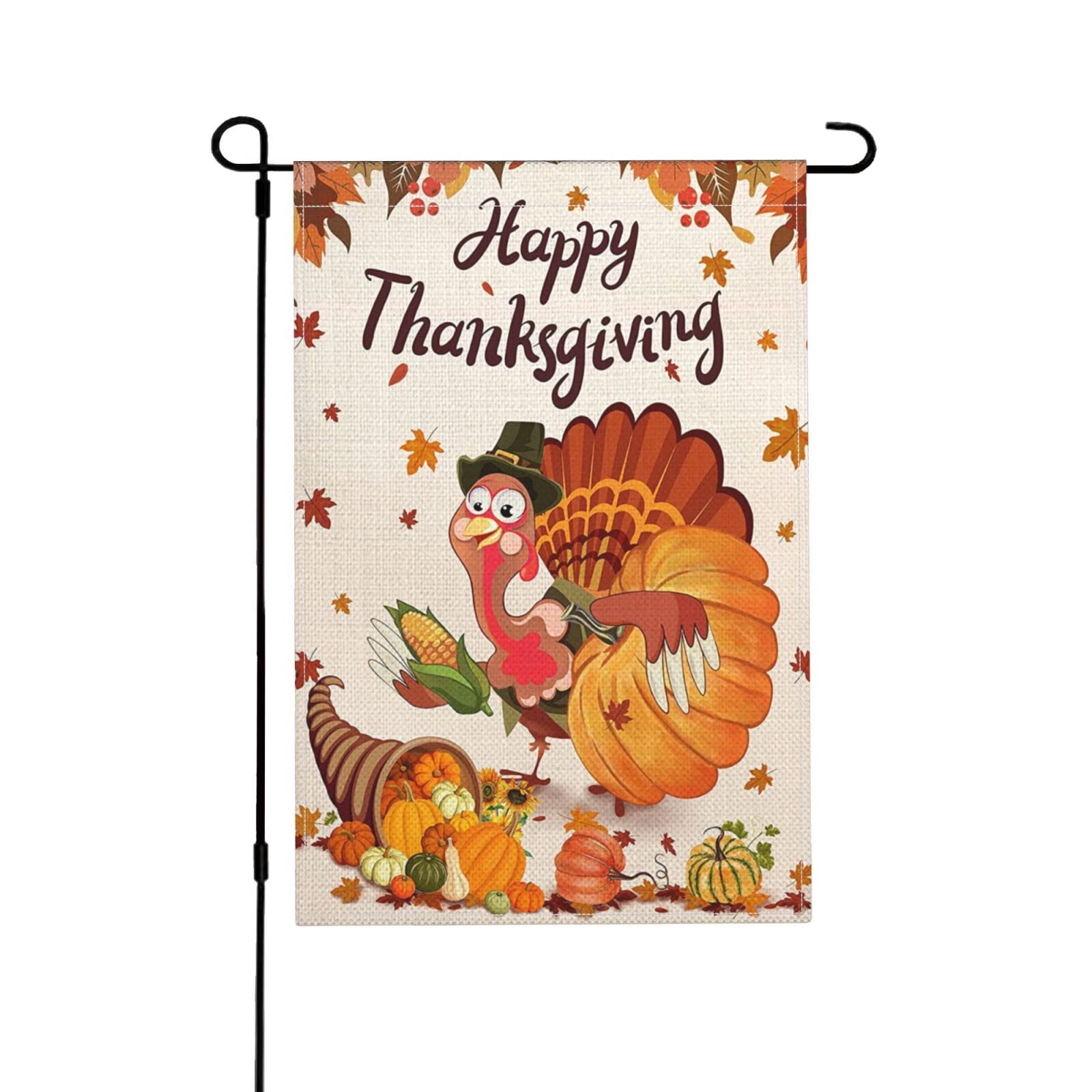 Happy Thanksgiving Garden Flag, Burlap Thanksgiving Garden Flag ...