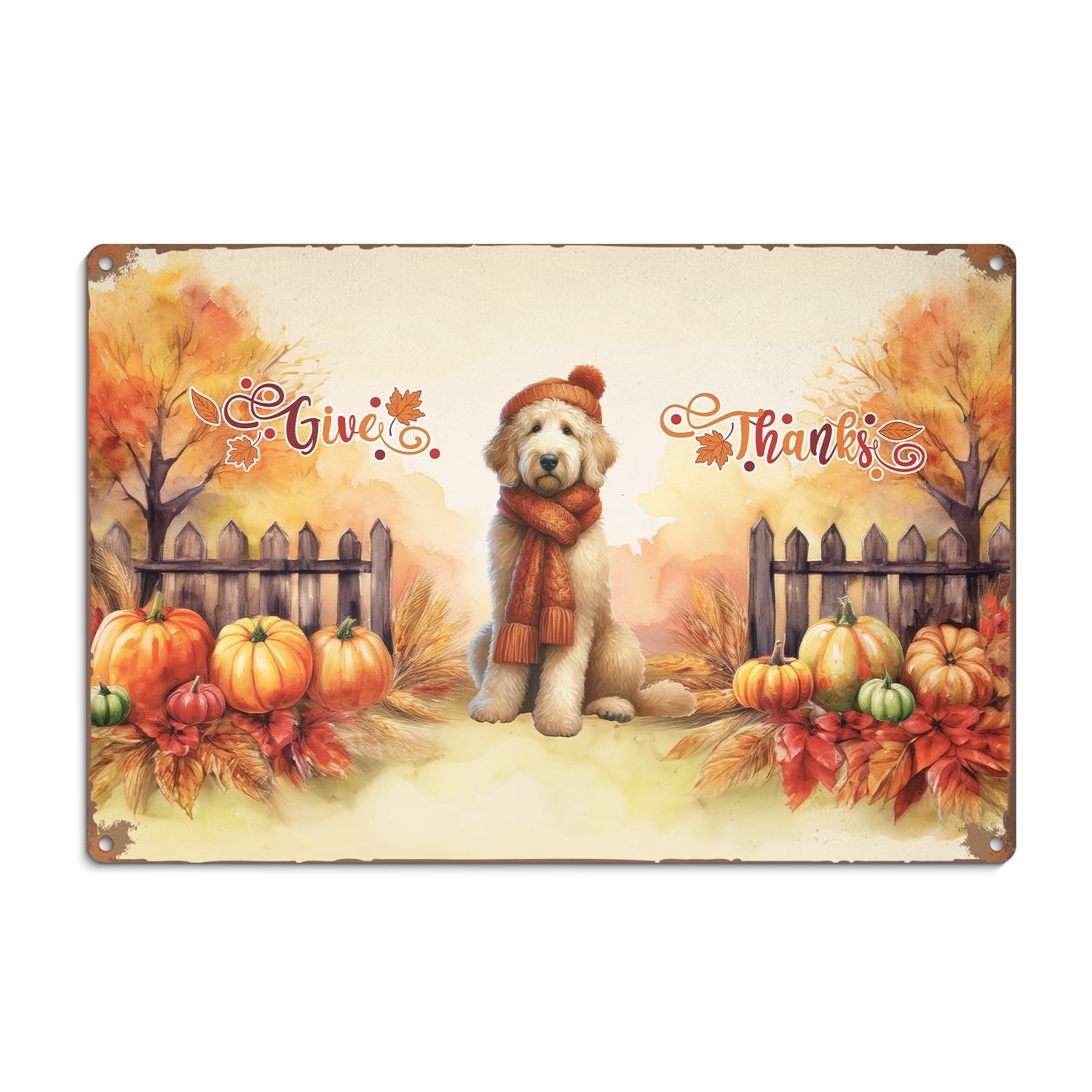 Happy Thanksgiving Goldendoodle Give Thanks Fall Beanie Scarf Welcome ...