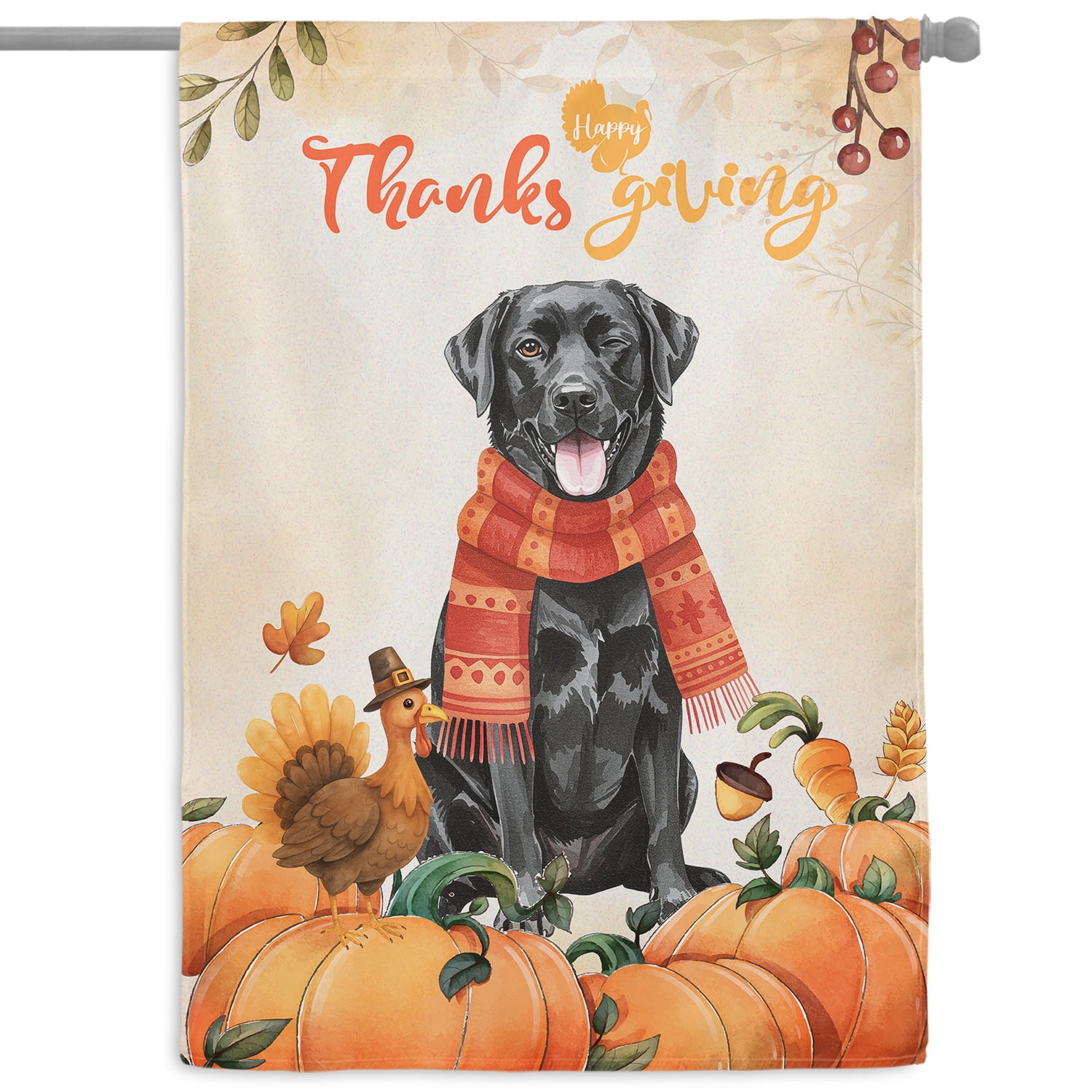 Happy Thanksgiving Labrador Retriever with Turkey Pumpkins Autumn Vibes ...