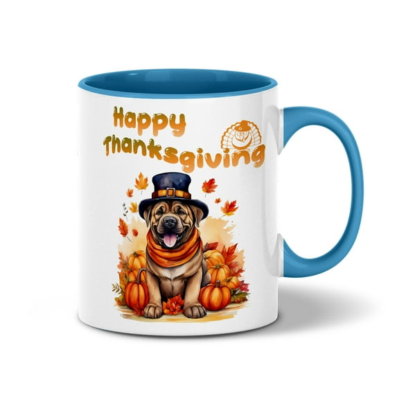 Happy Thanksgiving Mastiff Welcome Thankful Fall Autumn Pumpkin 11oz ...