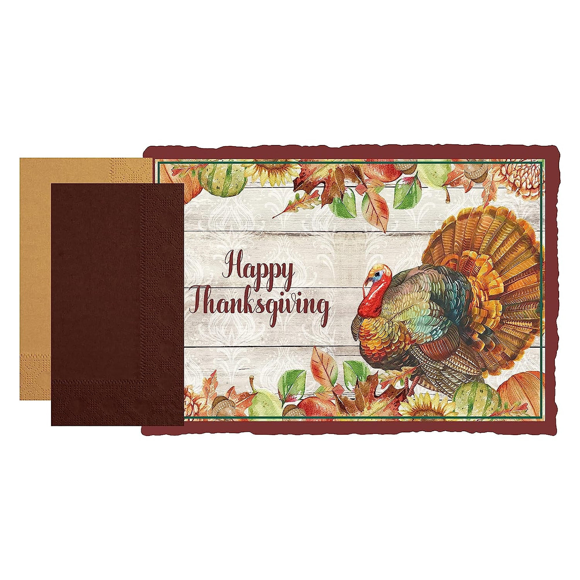 Happy Thanksgiving Paper Placemats with Napkins Set - 20 Sets - Walmart.com