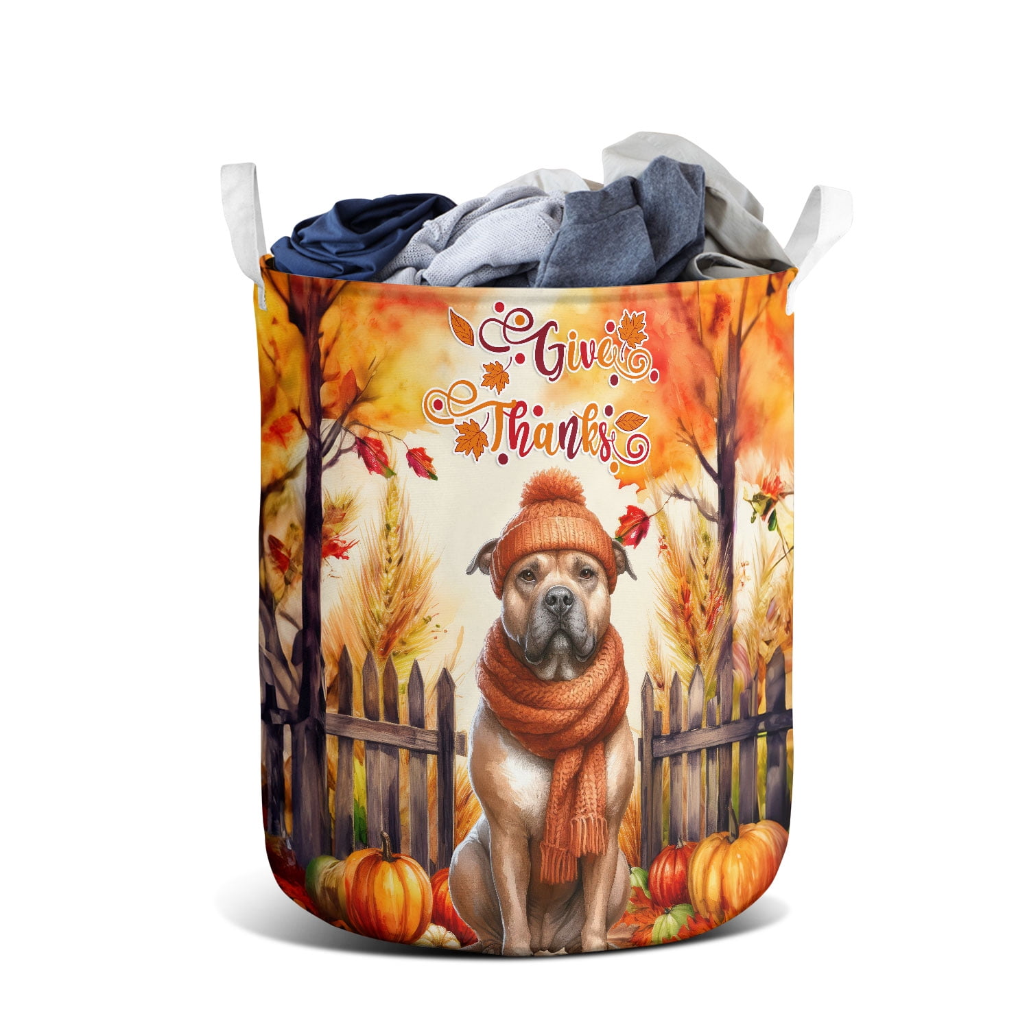 Happy Thanksgiving Pitbull Give Thanks Fall Beanie Scarf Welcome ...