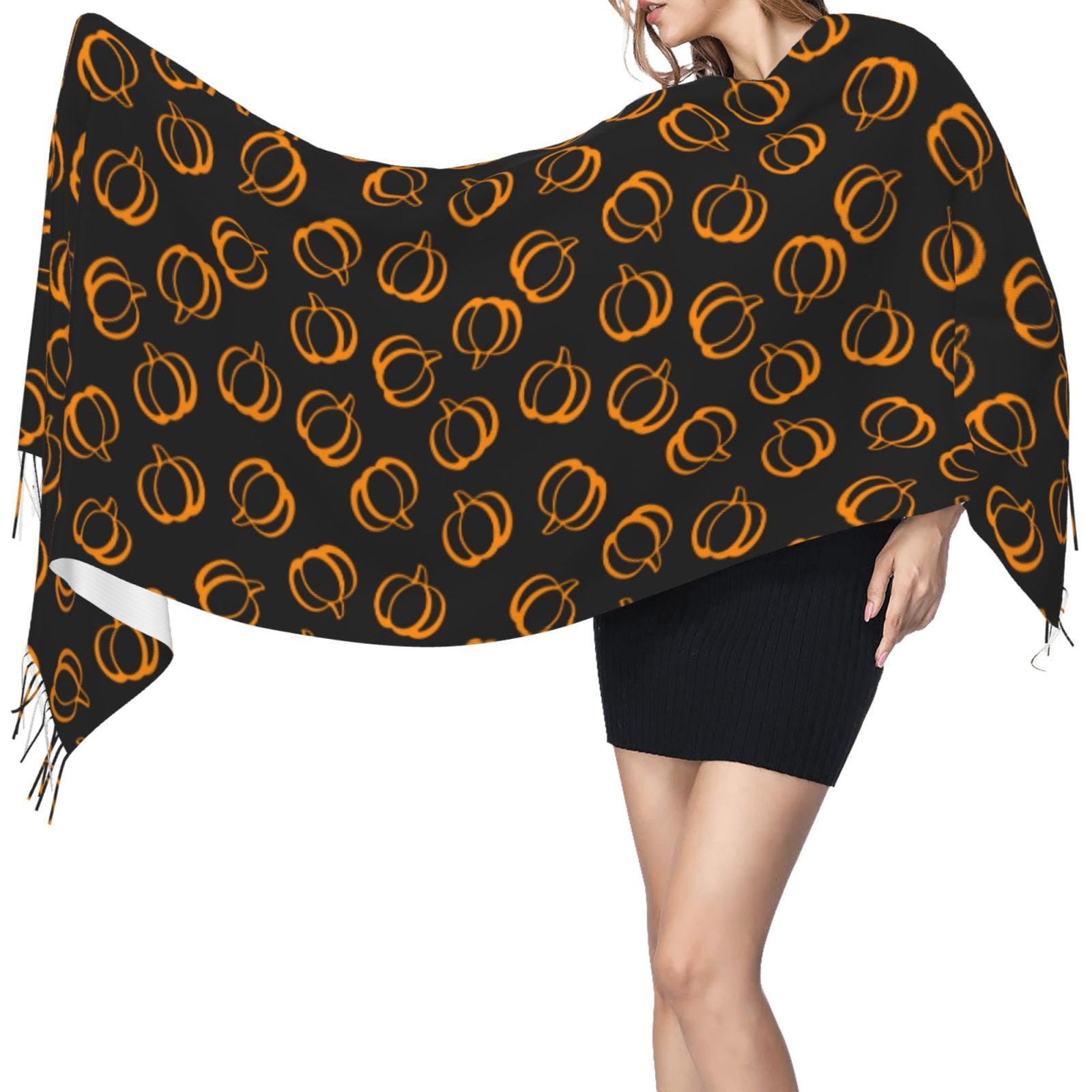 Happy Thanksgiving Pumpkin Scarfs for Women Men Soft Warm Tassel Shawl ...