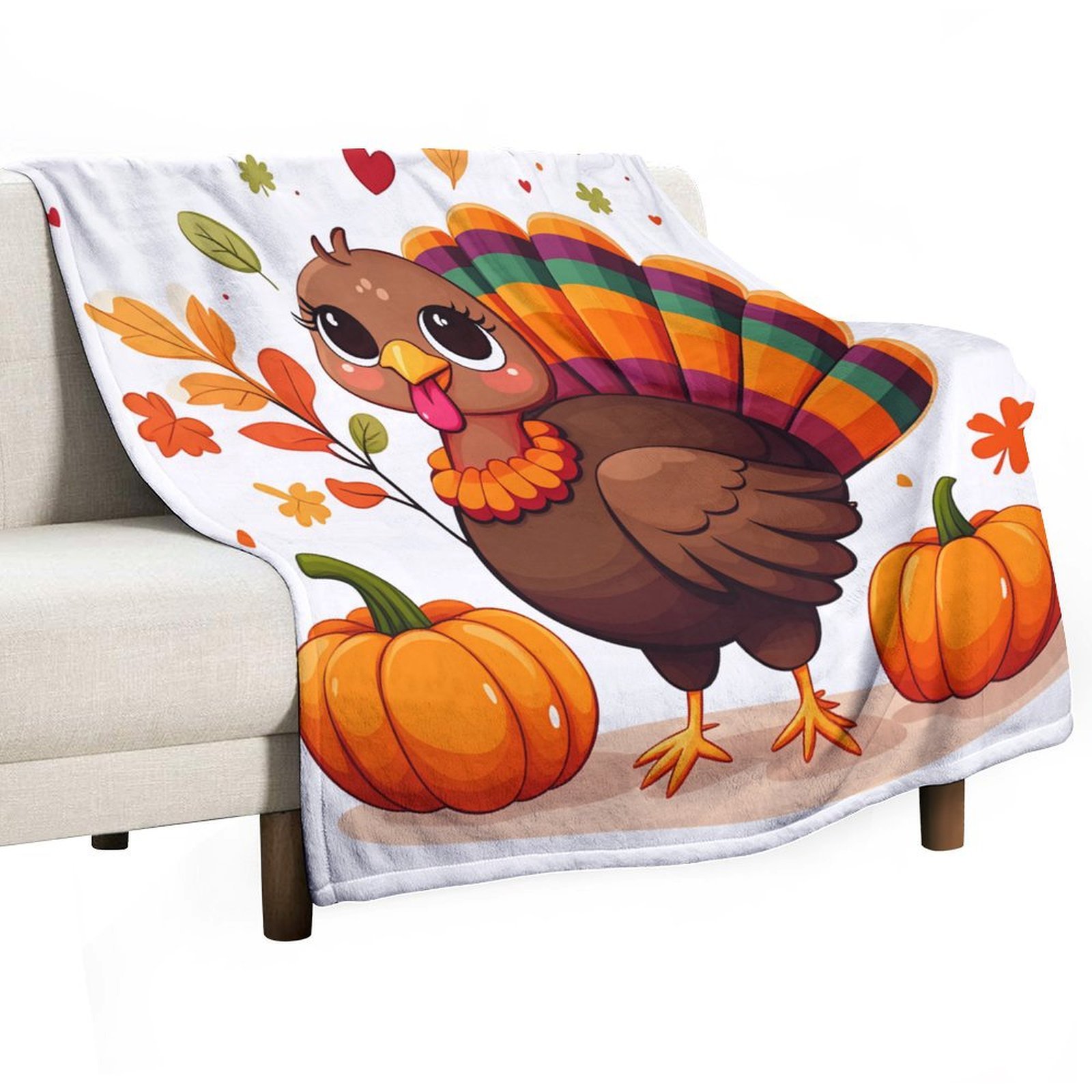 Happy Thanksgiving Pumpkin Turkey Blanket for Bed Throw Blanket for ...