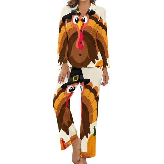 Happy Thanksgiving Pumpkin Turkey Pajamas Woman Vintage Pajamas Set 2 ...