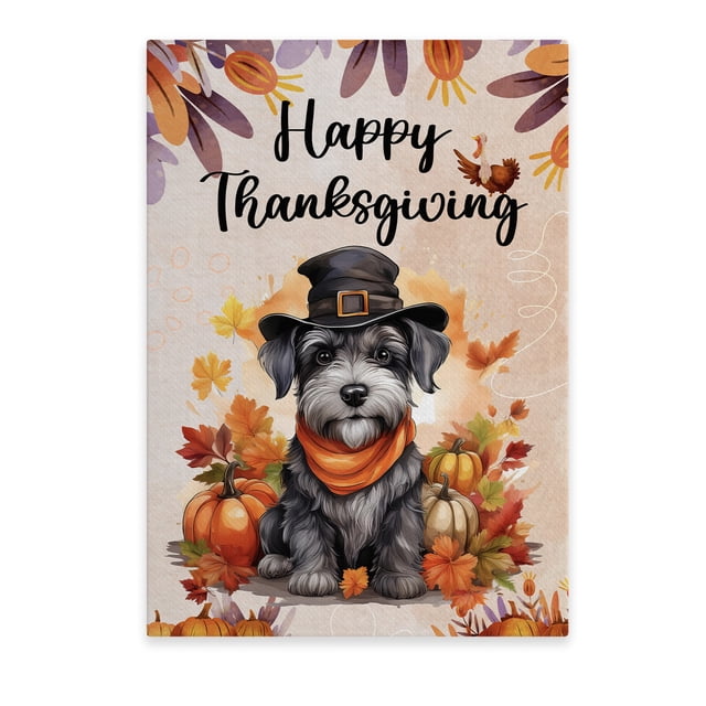 Happy Thanksgiving Schnauzer Welcome Thankful Fall Autumn Pumpkin ...