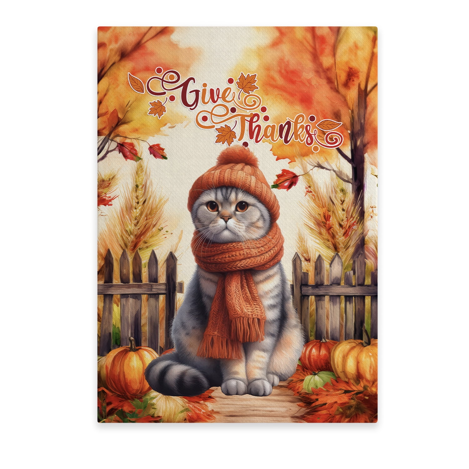 Happy Thanksgiving Scottish Fold Give Thanks Fall Beanie Scarf Welcome ...