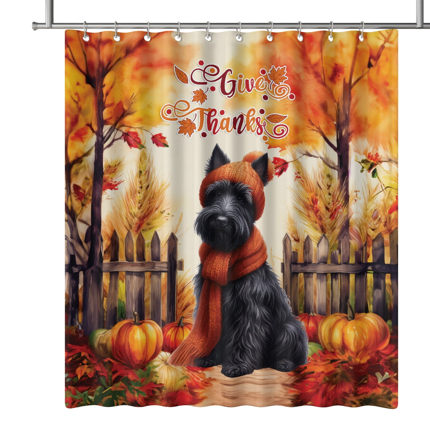 Happy Thanksgiving Scottish Terrier Give Thanks Fall Beanie Scarf ...