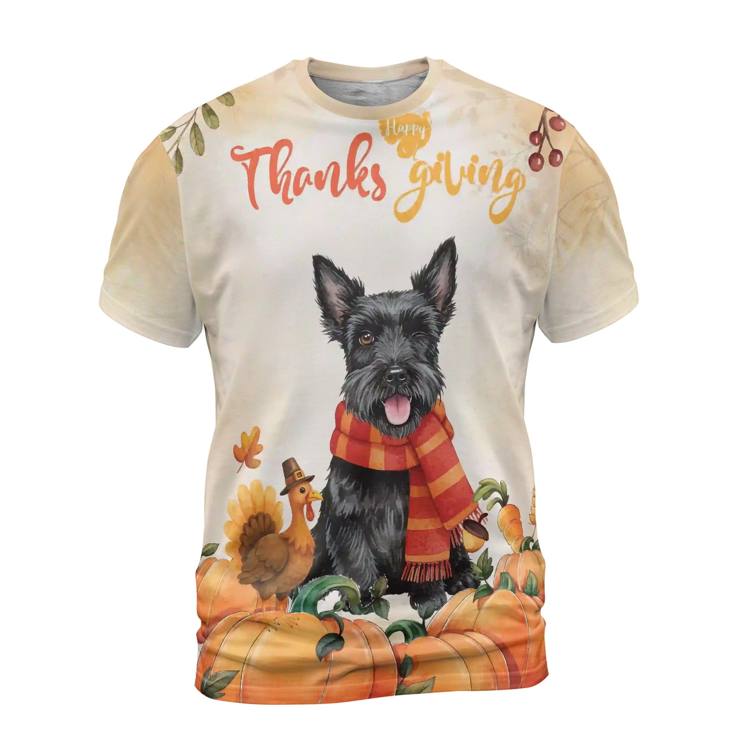 Happy Thanksgiving Scottish Terrier with Turkey Pumpkins Autumn Vibes ...