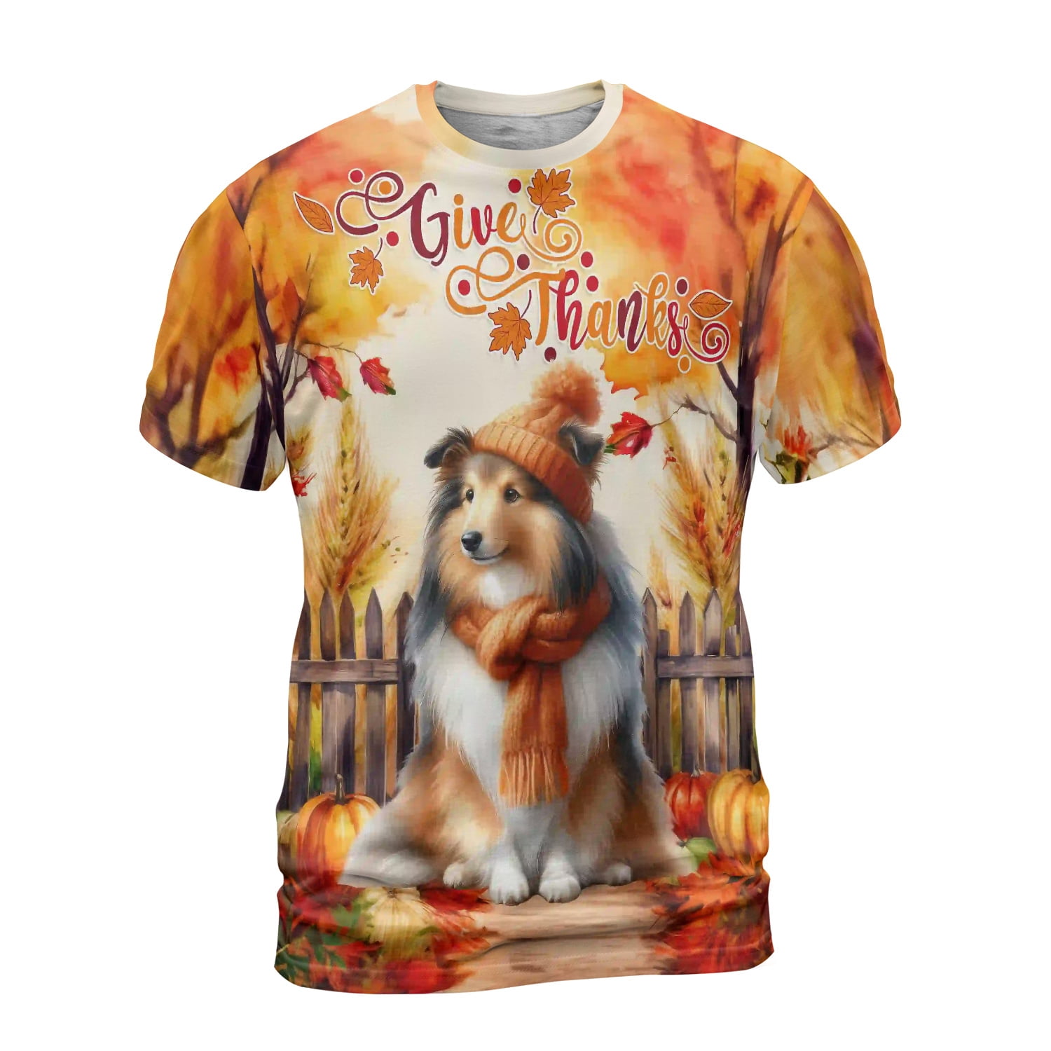 Happy Thanksgiving Shetland Sheepdog Give Thanks Fall Beanie Scarf ...