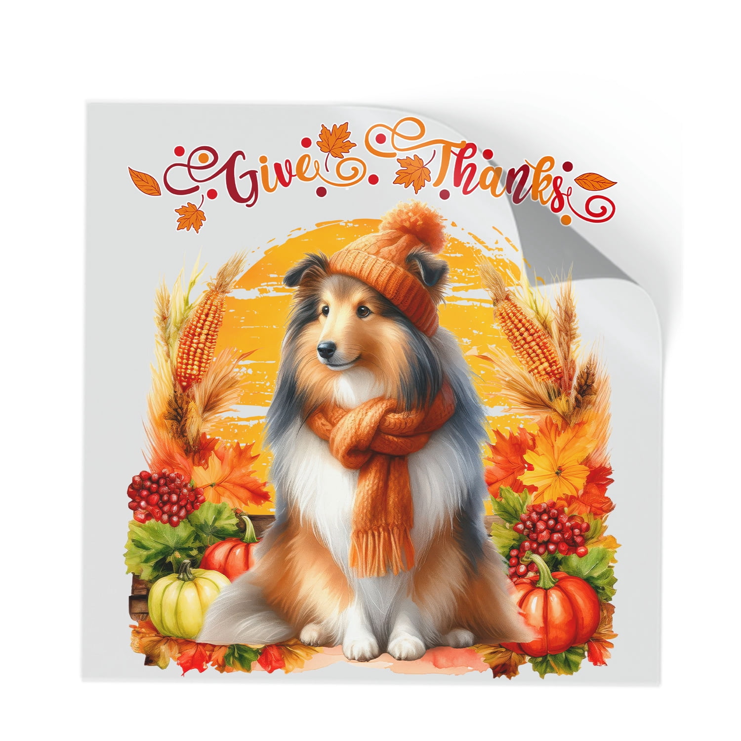 Happy Thanksgiving Shetland Sheepdog Give Thanks Fall Beanie Scarf ...