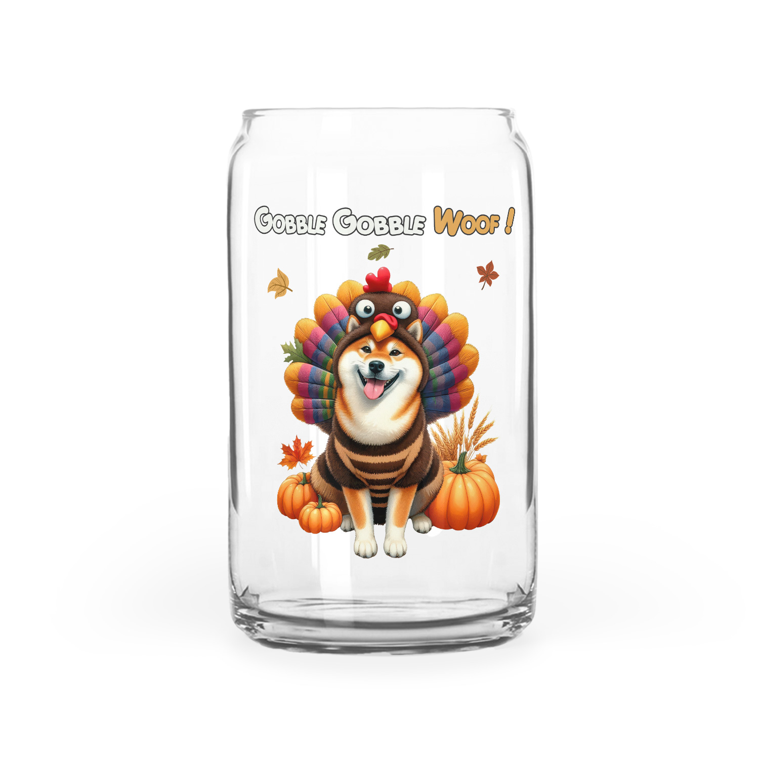 Happy Thanksgiving Shiba Inu Turkey Costume Pumpkins Autumn Leaves 16oz ...