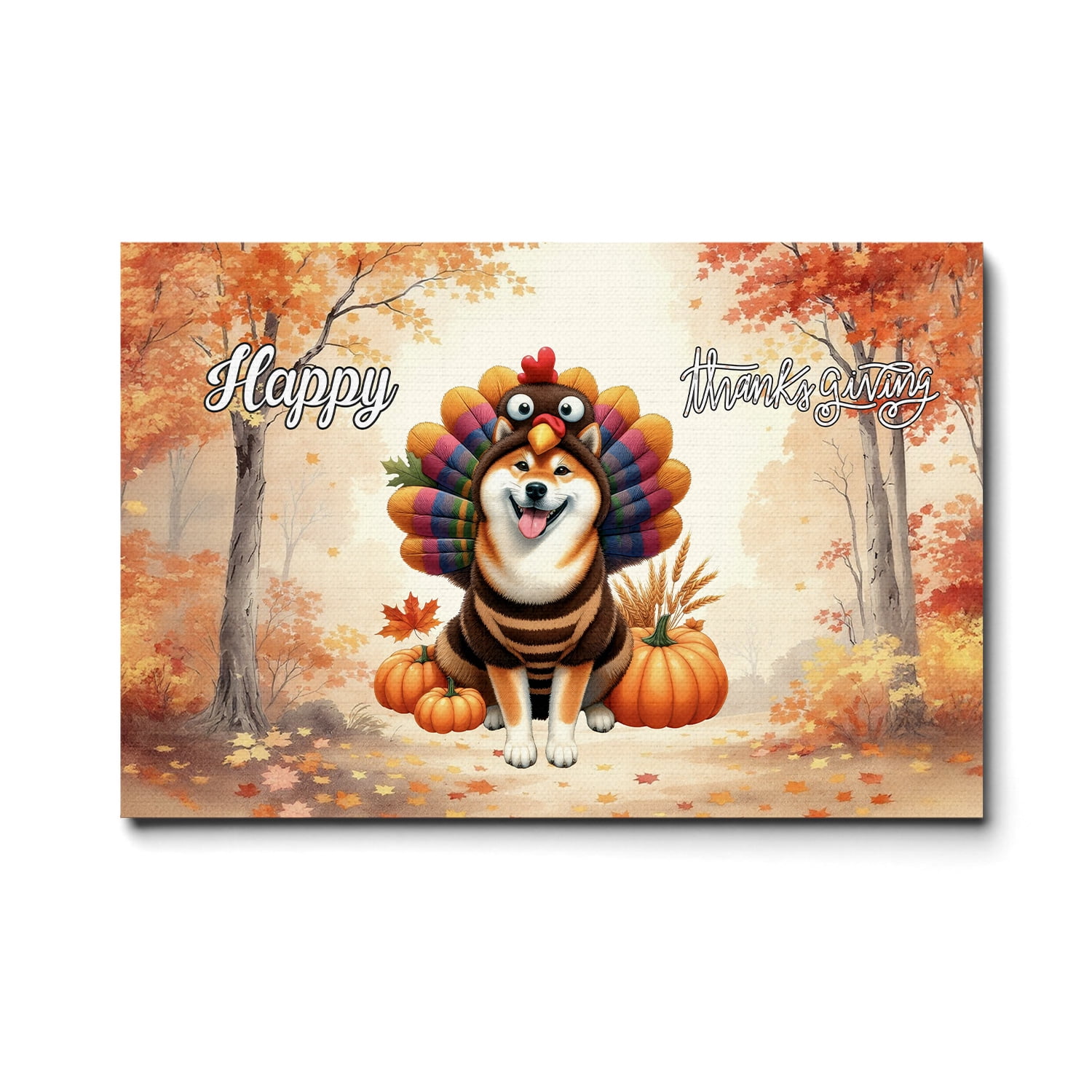 Happy Thanksgiving Shiba Inu Turkey Costume Pumpkins Autumn Leaves ...