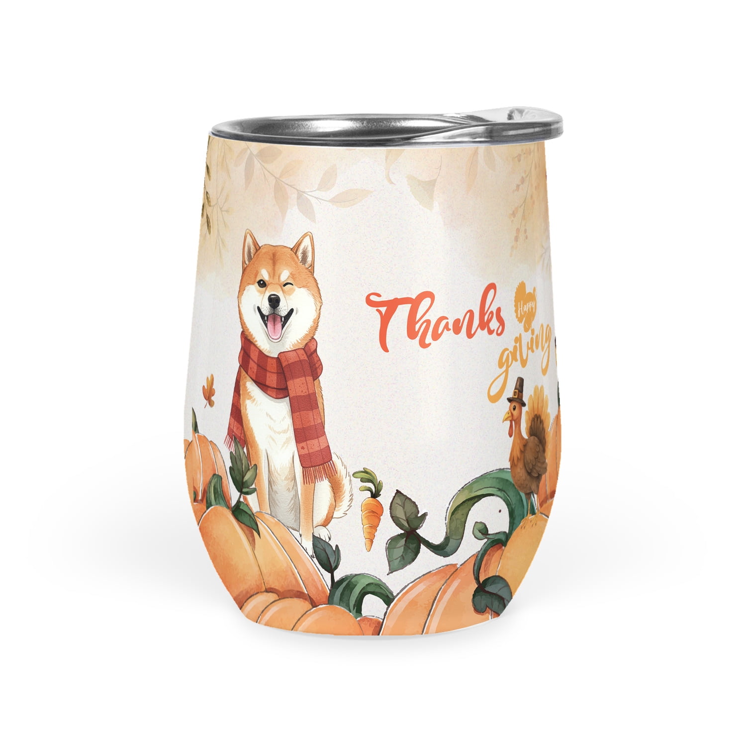Happy Thanksgiving Shiba Inu with Turkey Pumpkins Autumn Vibes 12oz ...