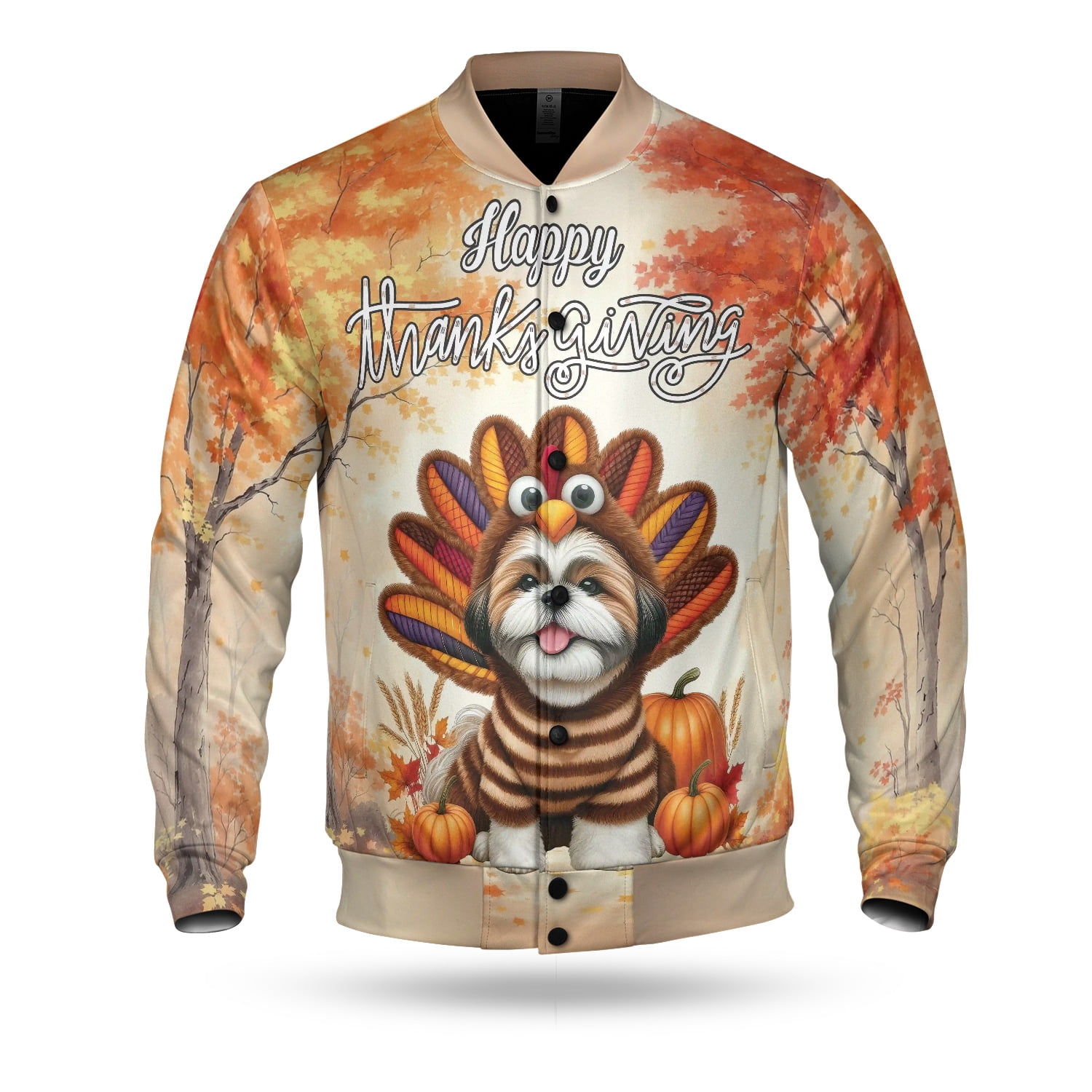 Happy Thanksgiving Shih Tzu Turkey Costume Pumpkins Autumn Leaves All ...