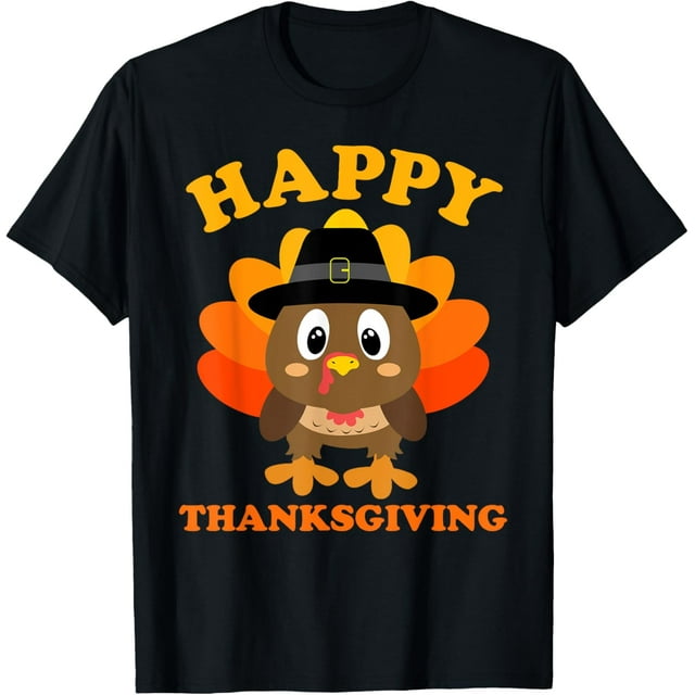Happy Thanksgiving Shirts for Boys Girls Kids Pilgrim Turkey T-Shirt ...
