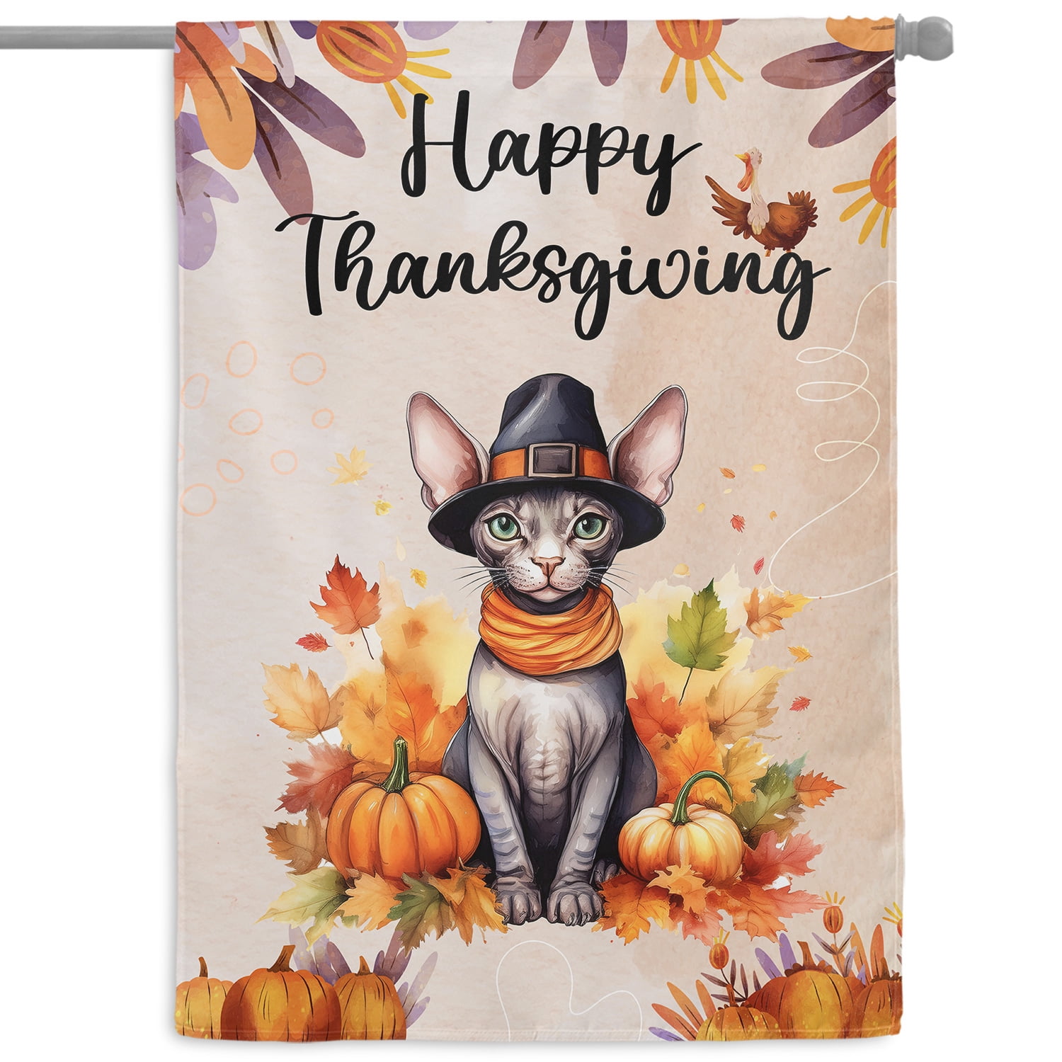 Happy Thanksgiving Sphynx Welcome Thankful Fall Autumn Pumpkin House ...