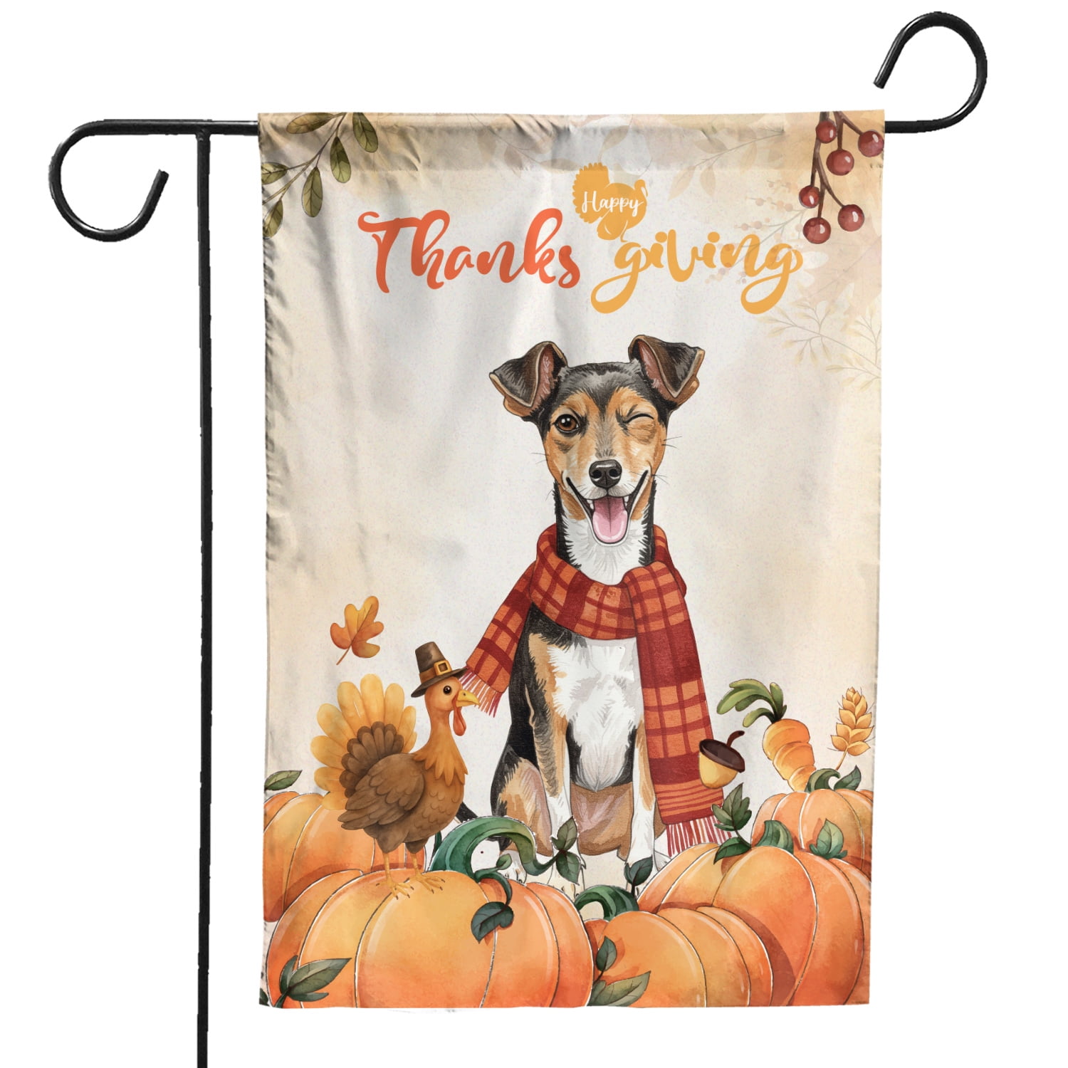 Happy Thanksgiving Toy Fox Terrier with Turkey Pumpkins Autumn Vibes ...