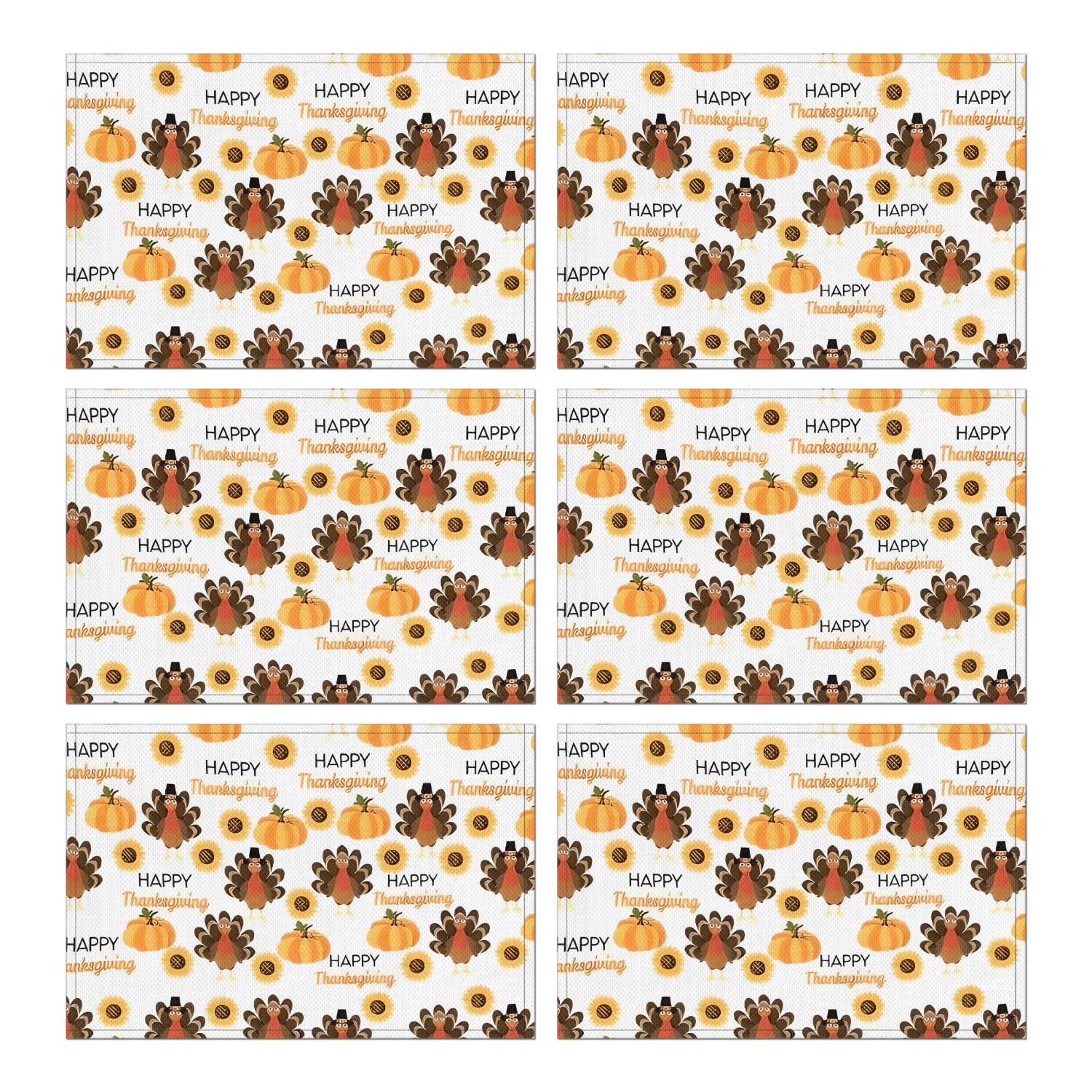 Happy Thanksgiving Turkey Fall Pumpkin Summer Placemats Table Placemats ...