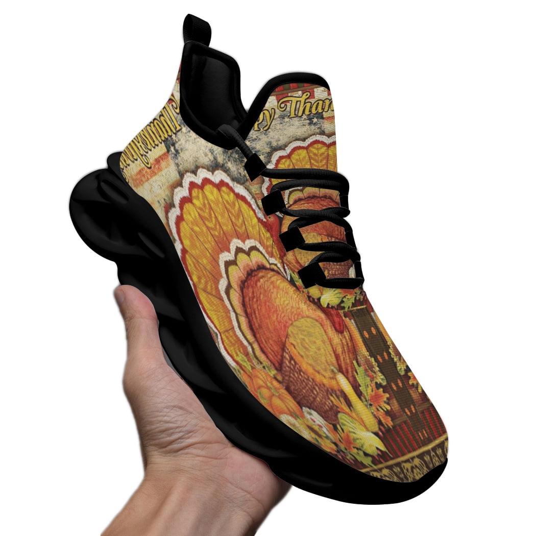 Happy Thanksgiving Turkey Shoes Sneakers Black Size 10 - Walmart.com