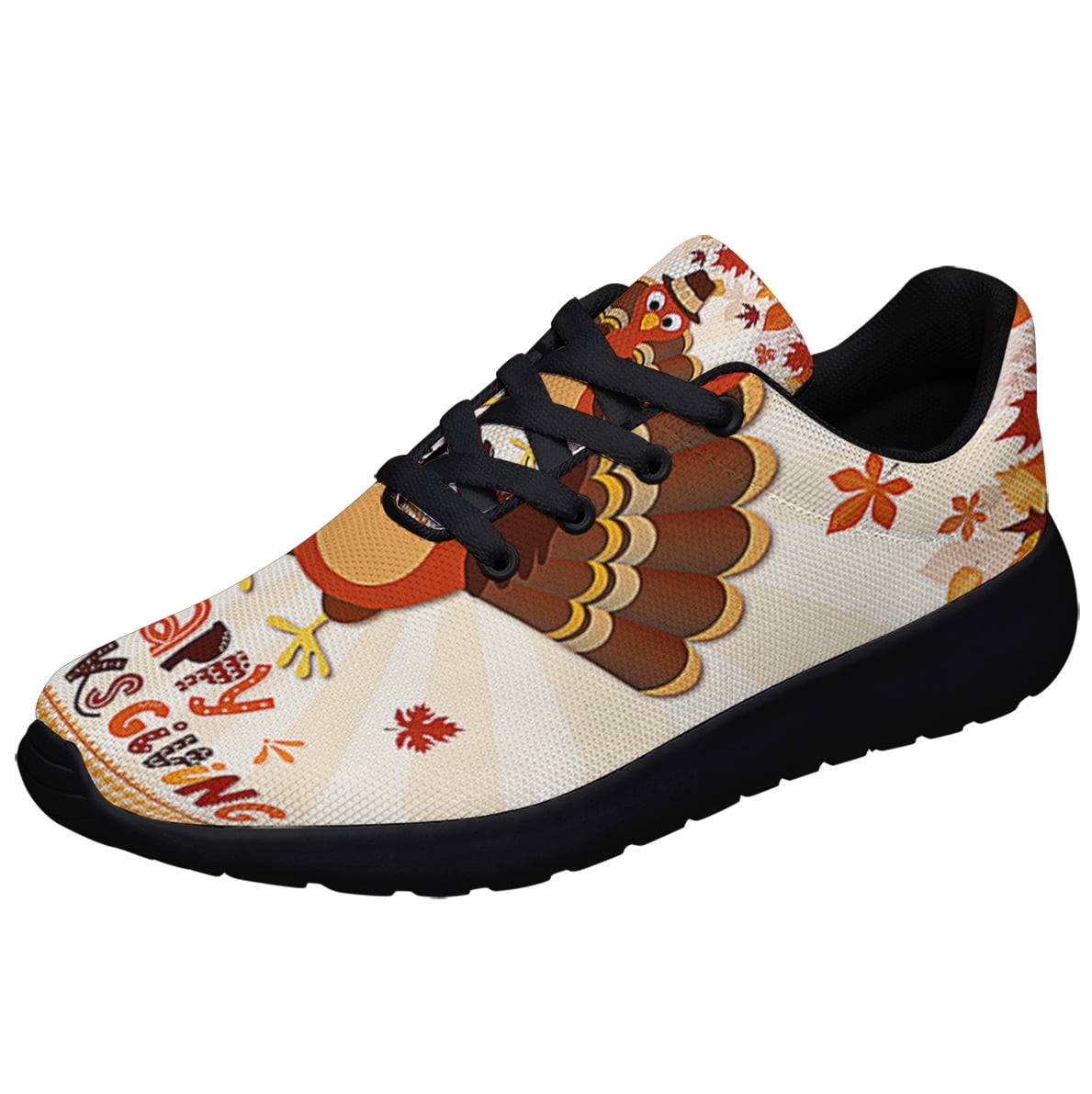 Happy Thanksgiving Turkey Shoes Sneakers Black Size 10 - Walmart.com