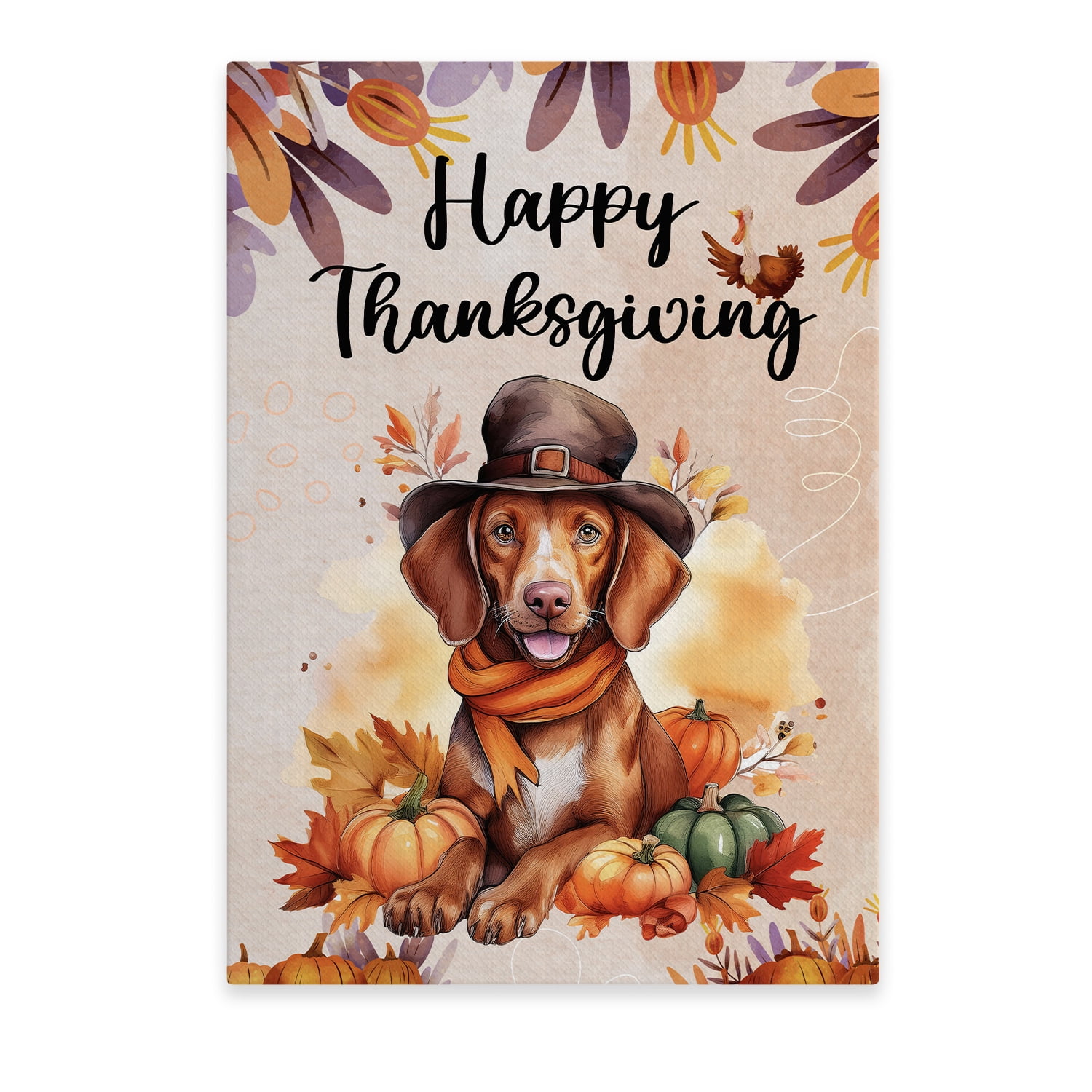 Happy Thanksgiving Vizsla Welcome Thankful Fall Autumn Pumpkin Vertical ...