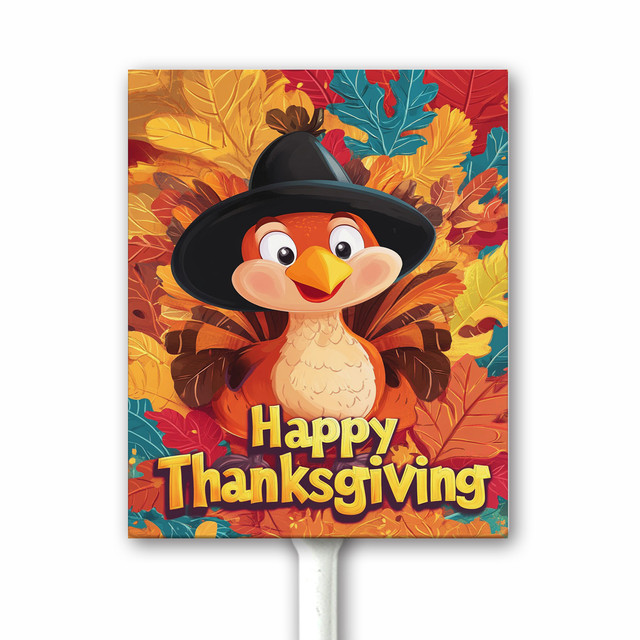 Happy Thanksgiving Yard Sign With Metal Stake Knit, Turkey Metal Sign ...