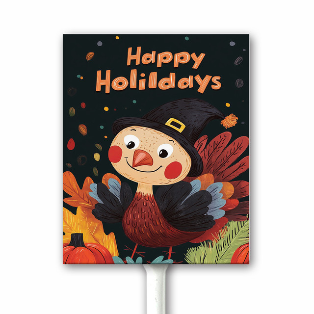 Happy Thanksgiving Yard Sign With Metal Stake Knit, Turkey Metal Sign ...