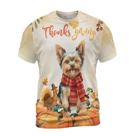 Happy Thanksgiving Yorkshire Terrier with Turkey Pumpkins Autumn Vibes ...