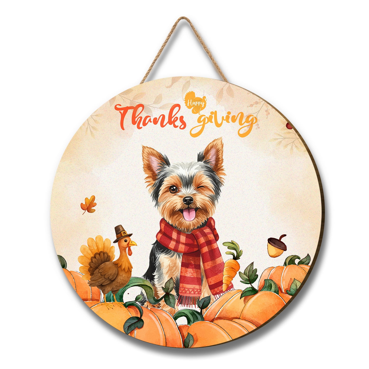 Happy Thanksgiving Yorkshire Terrier with Turkey Pumpkins Autumn Vibes ...