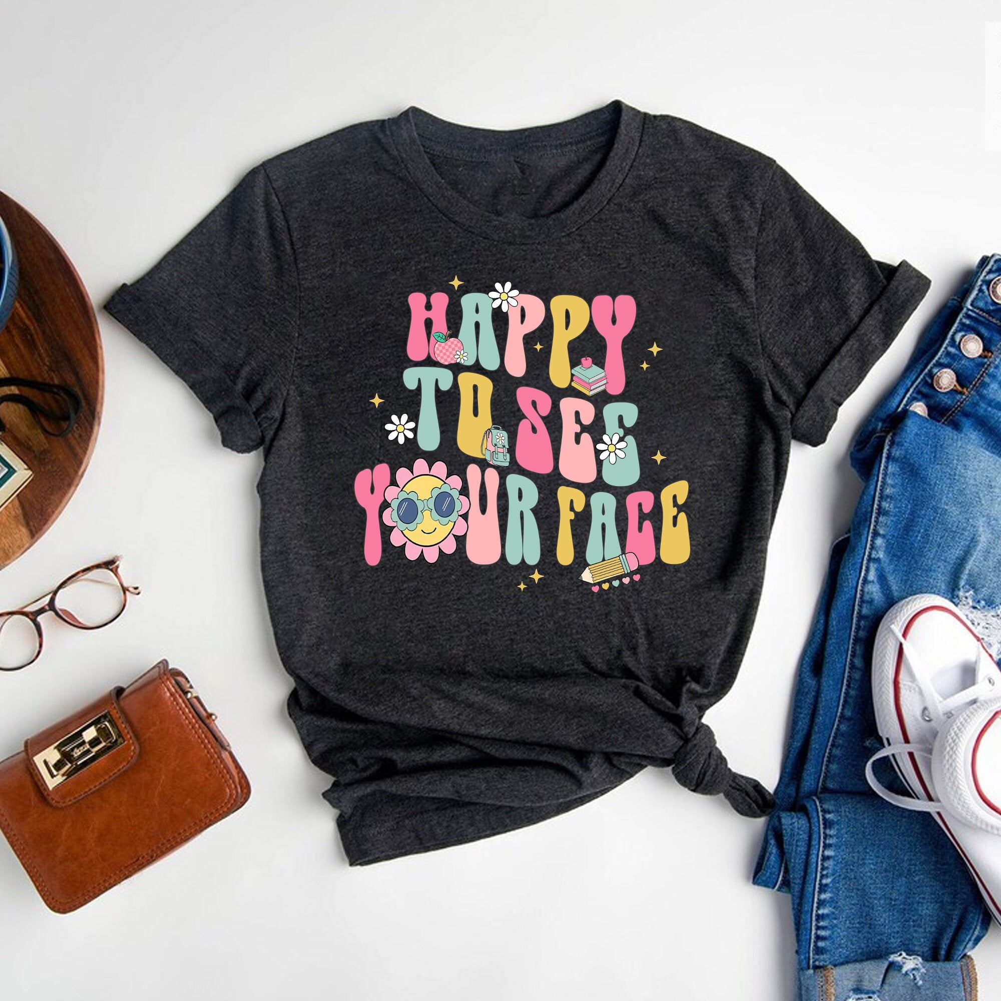 Happy To See Your Face Teacher Shirt, Retro Teacher Shirt, Back To ...