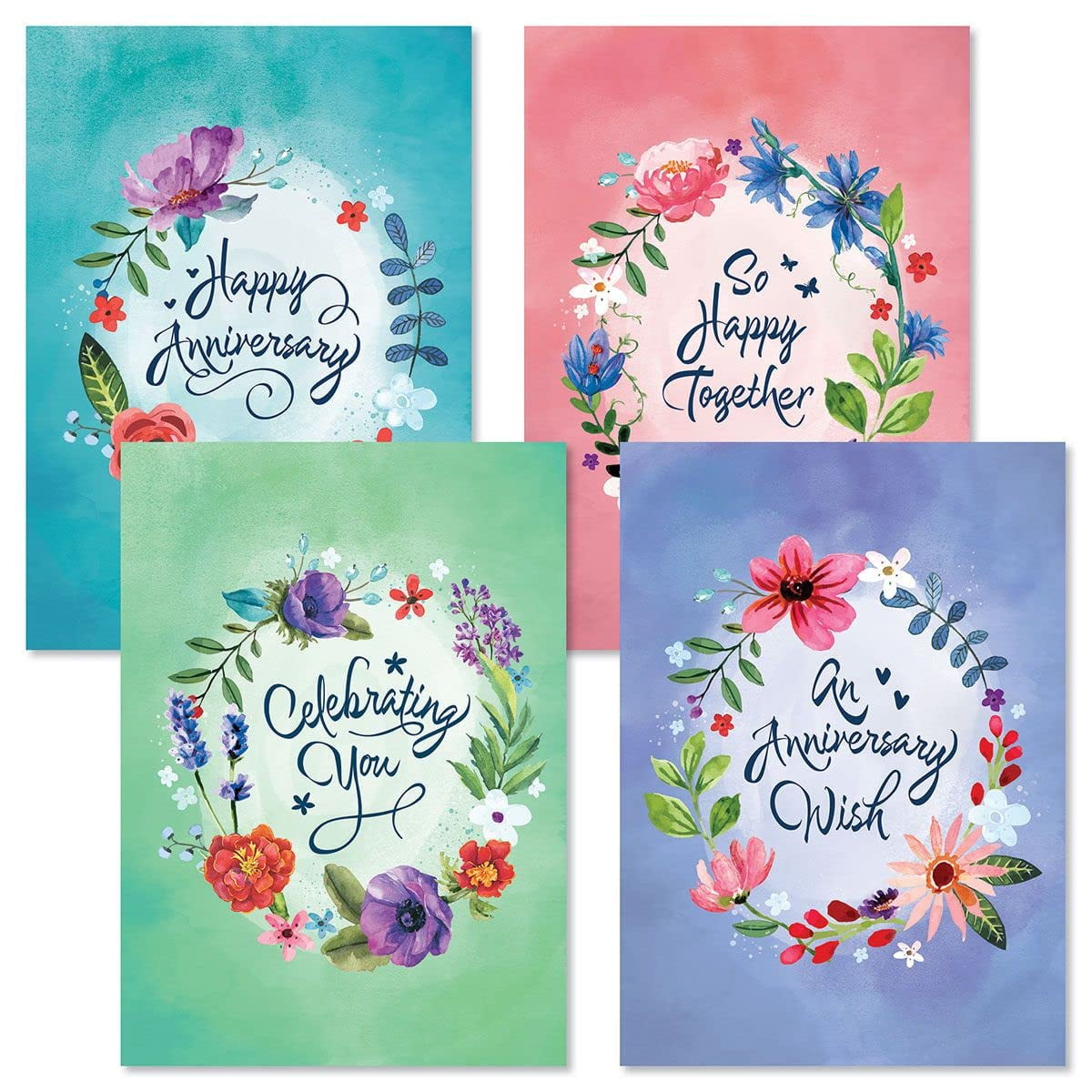 Happy Together Anniversary Greeting Cards - Set of 8 (4 Designs), 5 x 7 ...