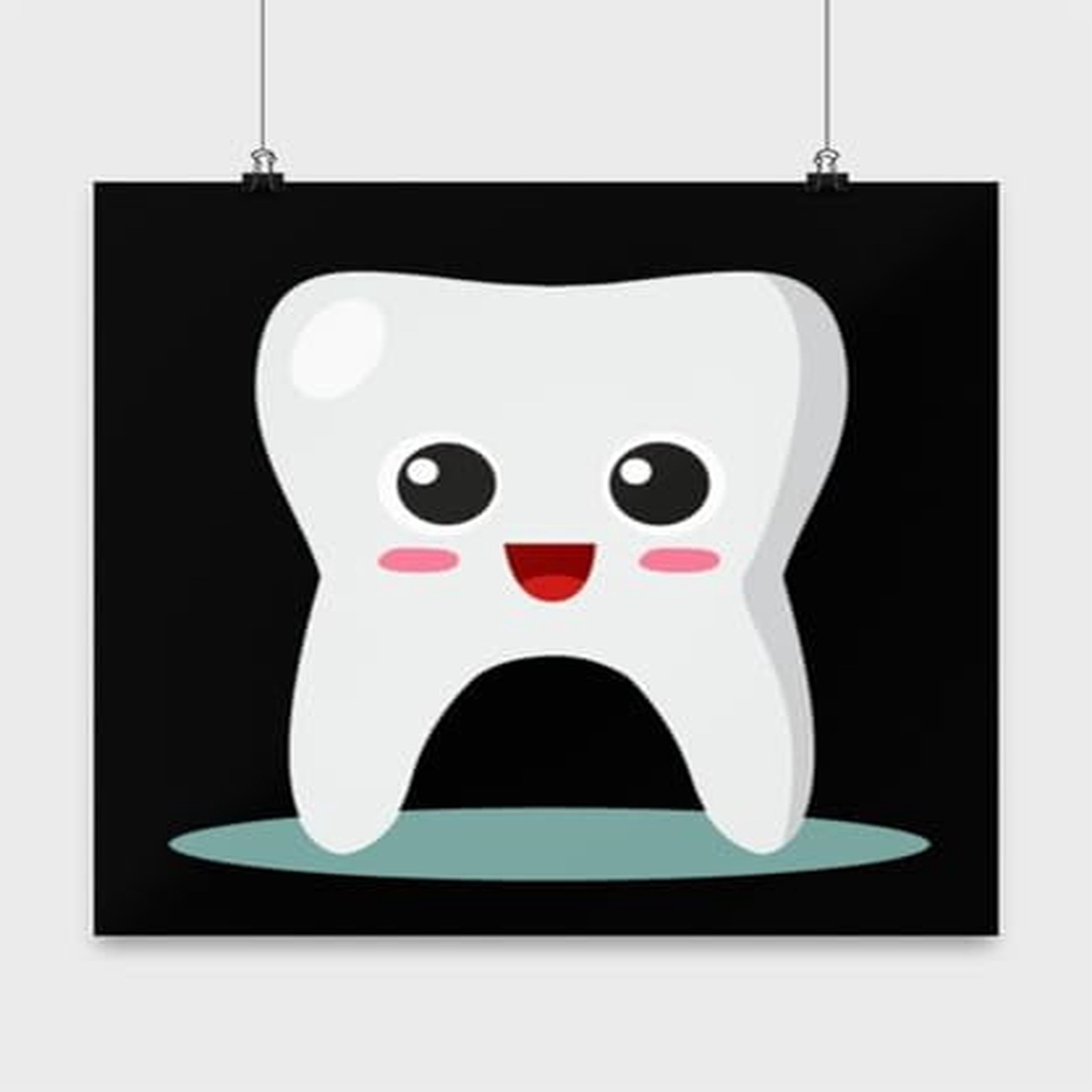 Happy Tooth Dentist Poster 13x13in - Fun Hygienist Wall Art Gift for ...