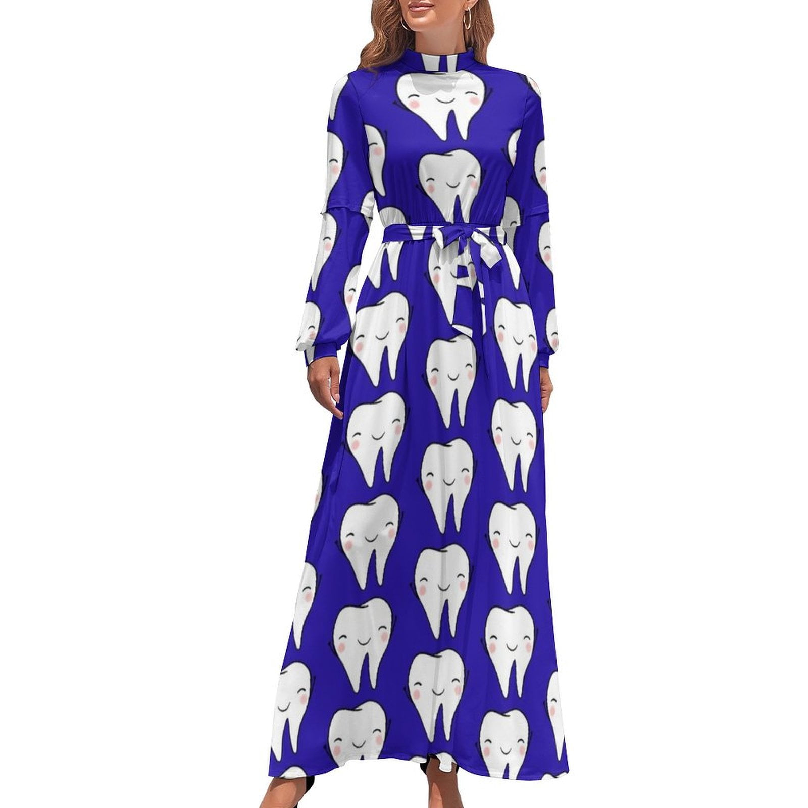 Happy Tooth (blue) Long Dress women's fashion dresses bandage dress ...