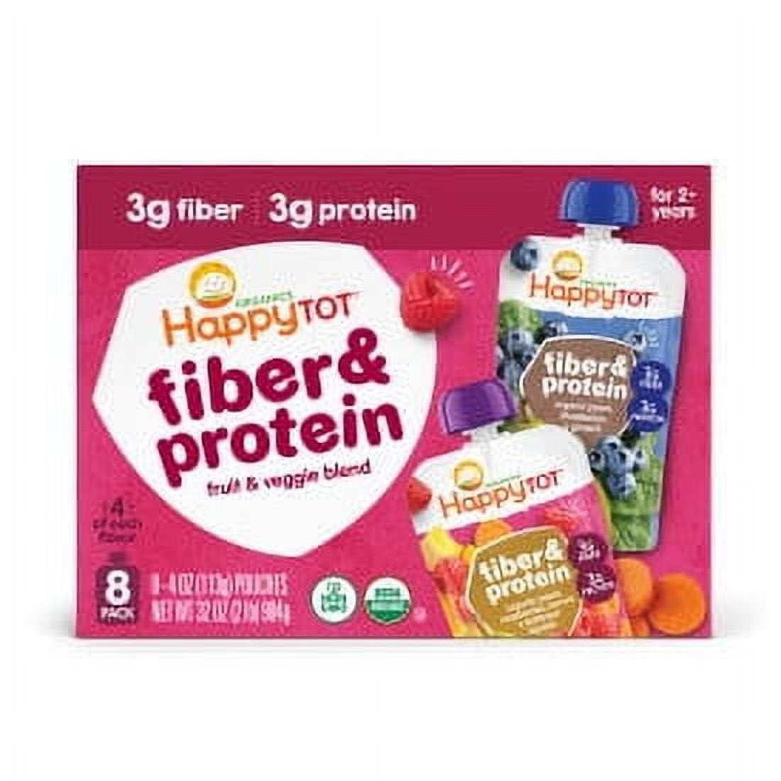 Happy Tot Organics Fiber & Protein Stage 4, 2-Flavor Variety Pack ...